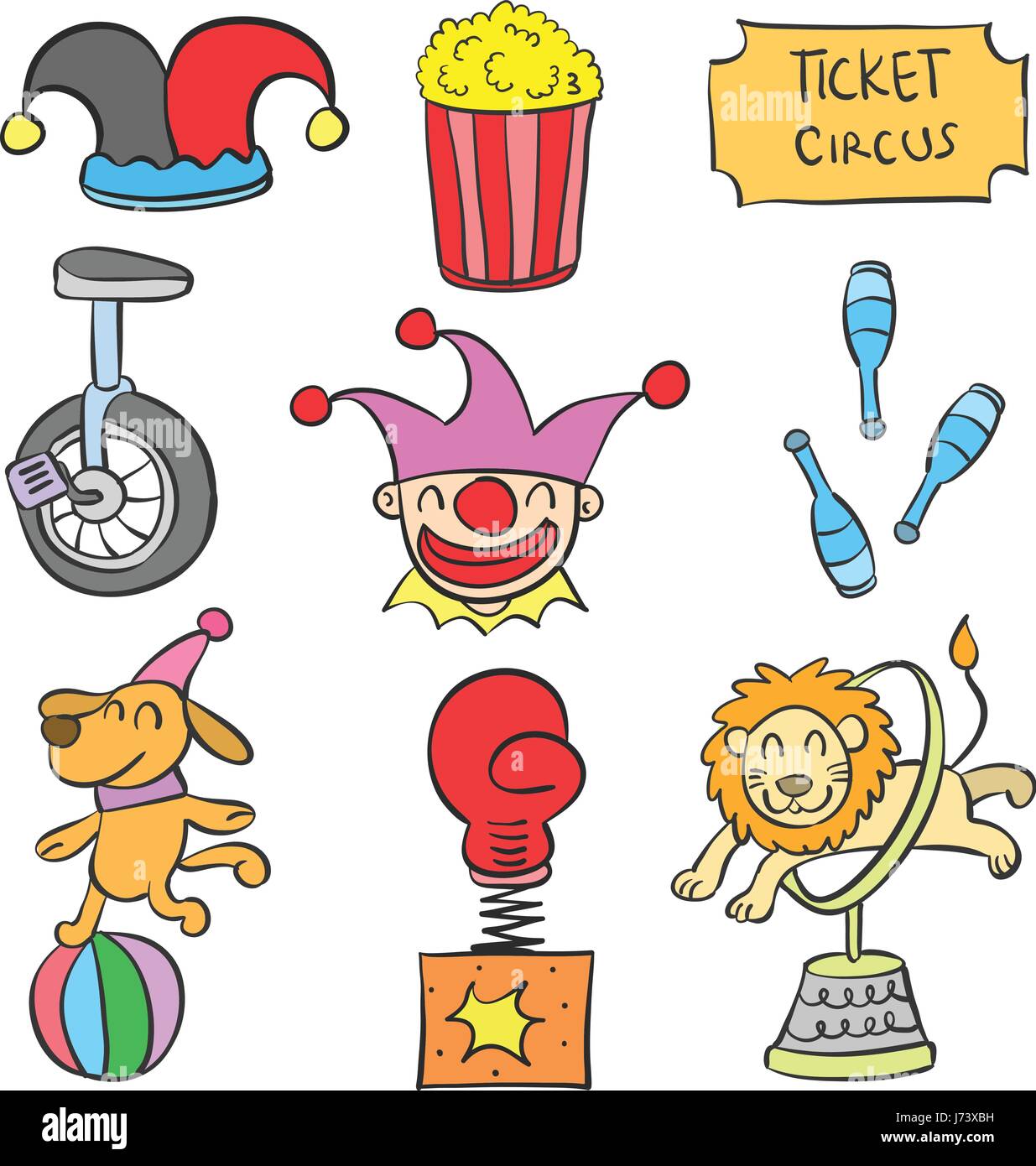 Set of circus object doodles Stock Vector Image & Art - Alamy