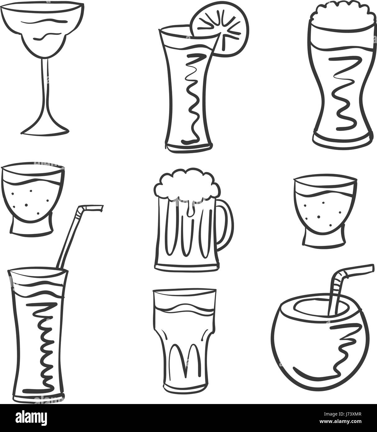 Set of drink hand draw doodles Stock Vector Image & Art - Alamy