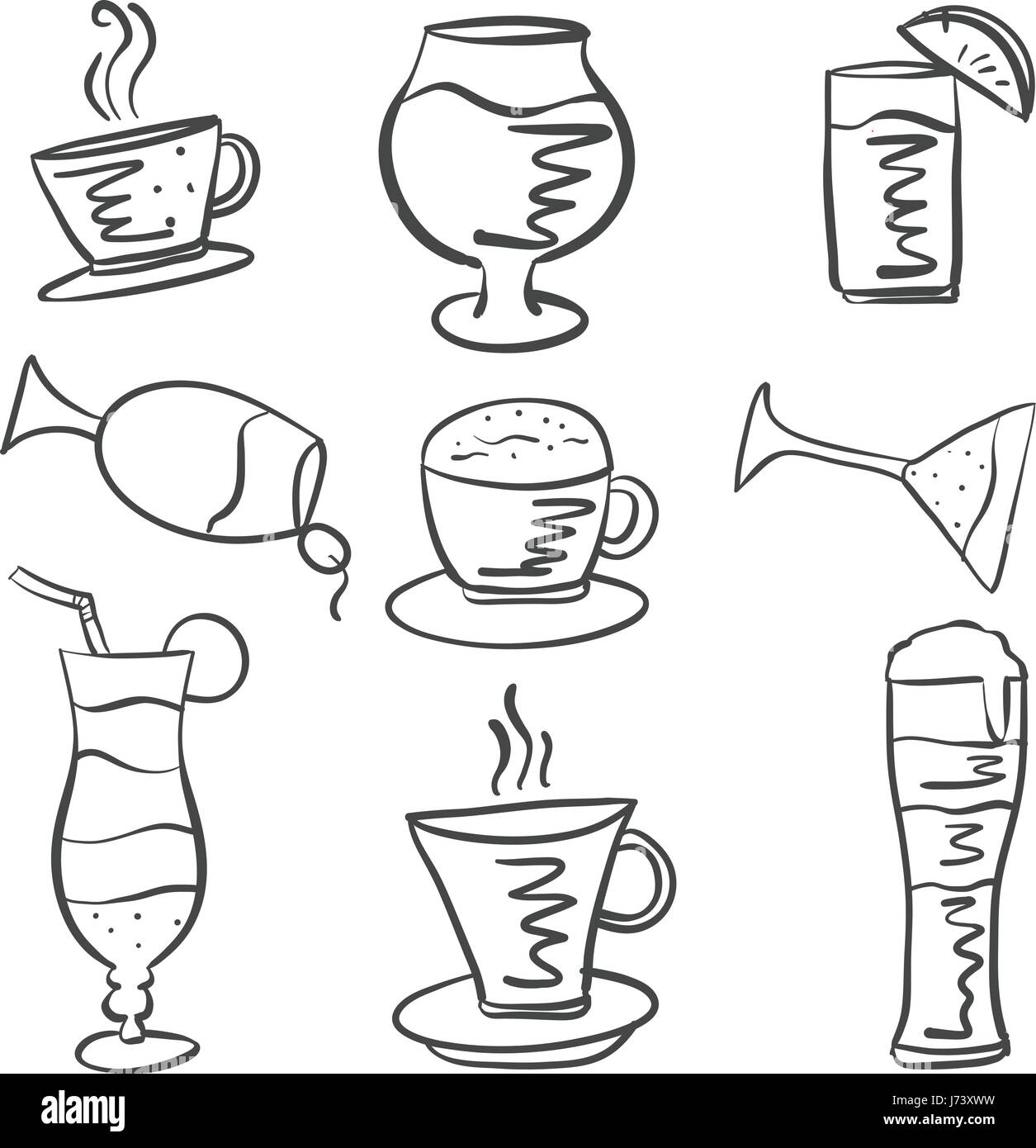 Hand draw drink set doodles Stock Vector Image & Art - Alamy