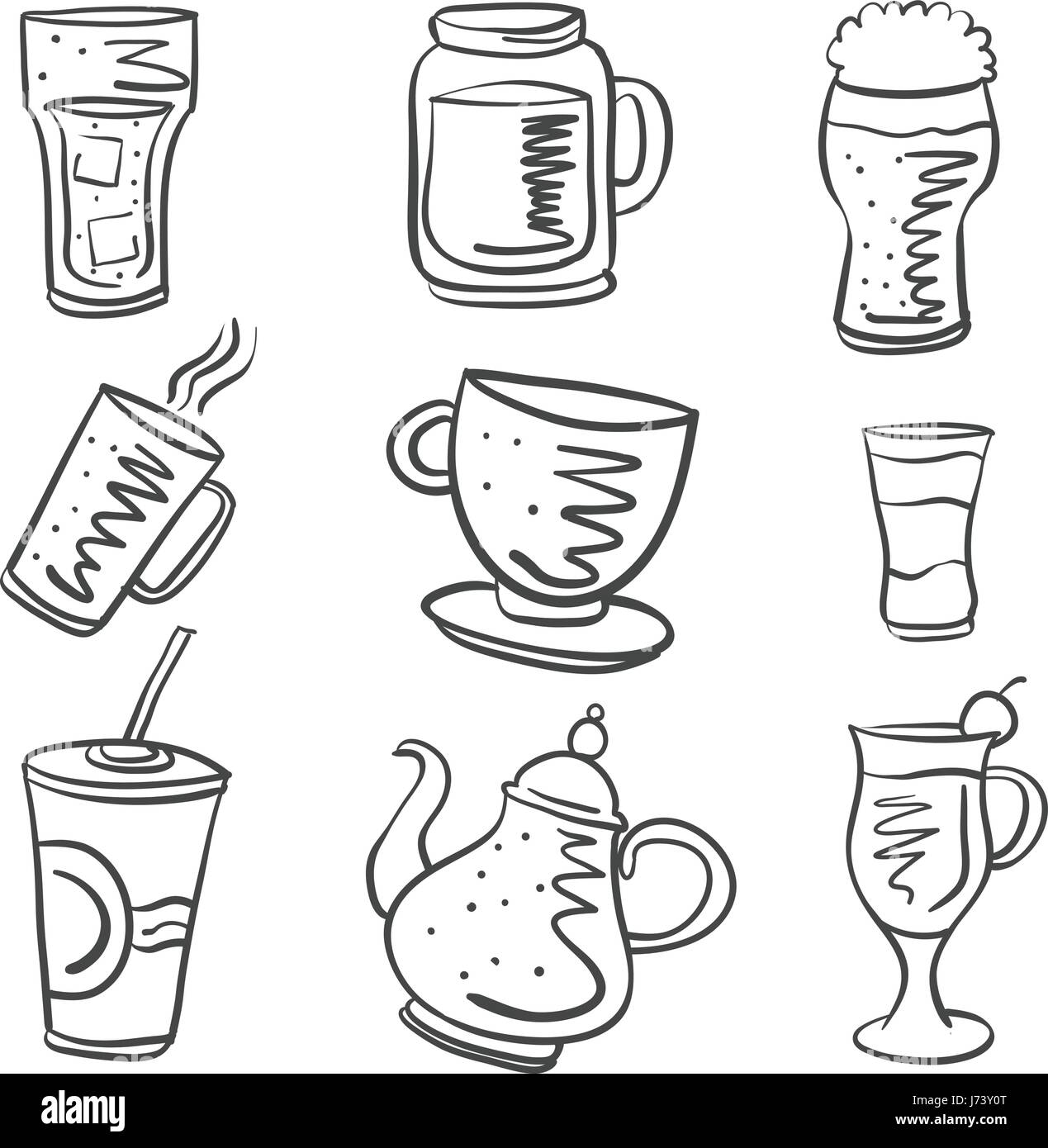 Collection drink various of doodle style Stock Vector Image & Art - Alamy