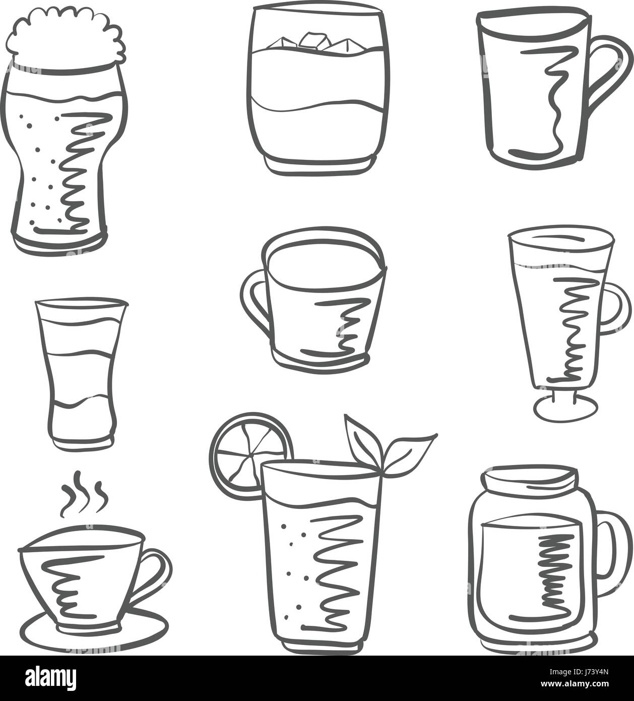 Doodle drink set hand draw Stock Vector Image & Art - Alamy