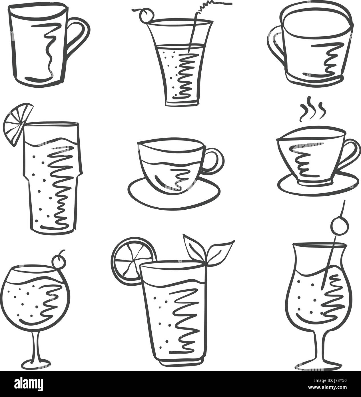 Collection stock drink doodle set Stock Vector Image & Art - Alamy