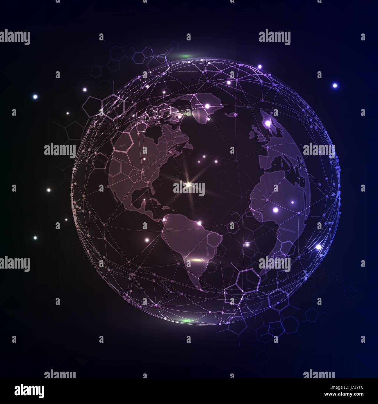 Global network connection, violet background Stock Vector Image & Art ...