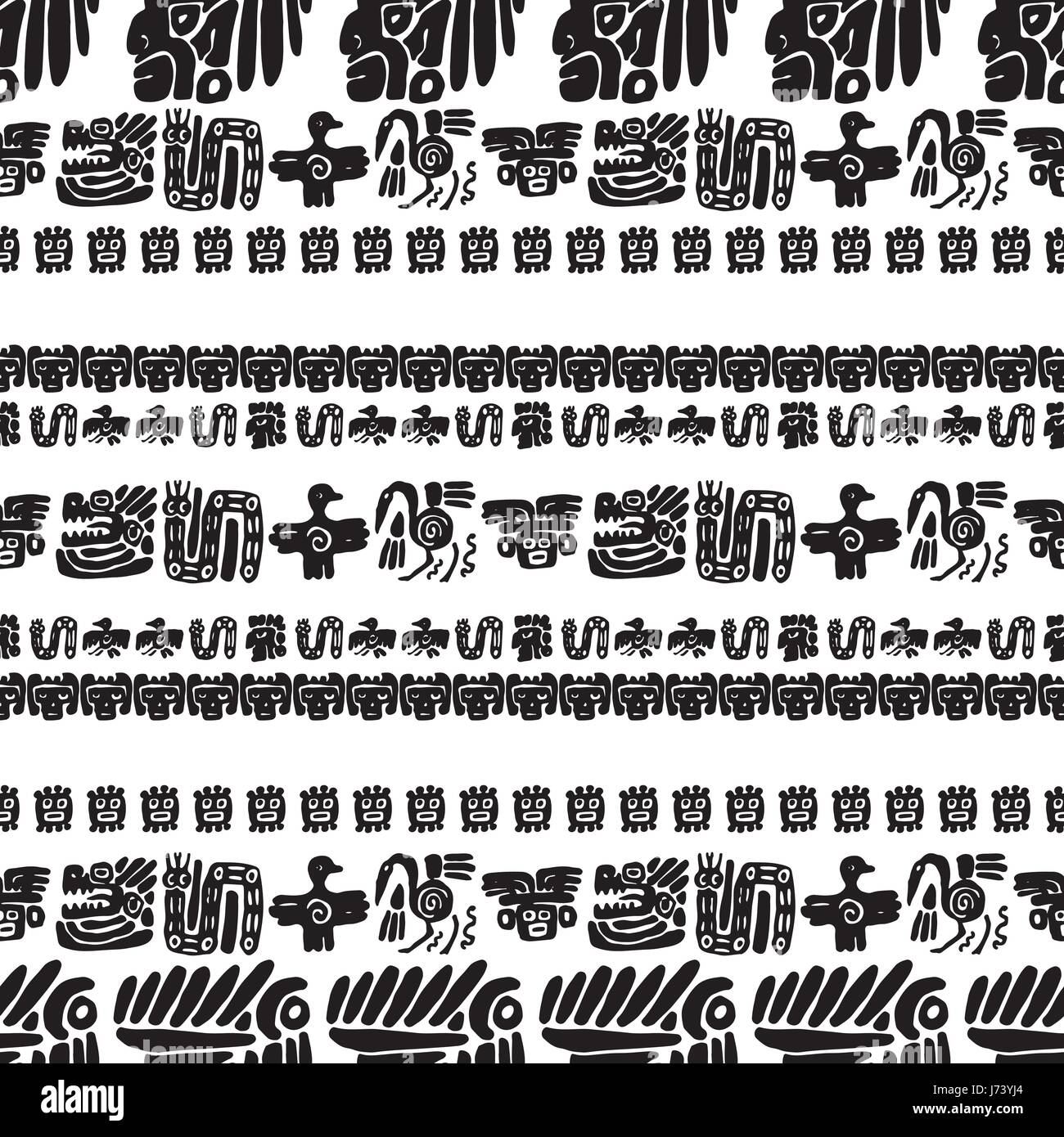 Seamless vector maya pattern. Black and white ethnic elements. Tribal ...