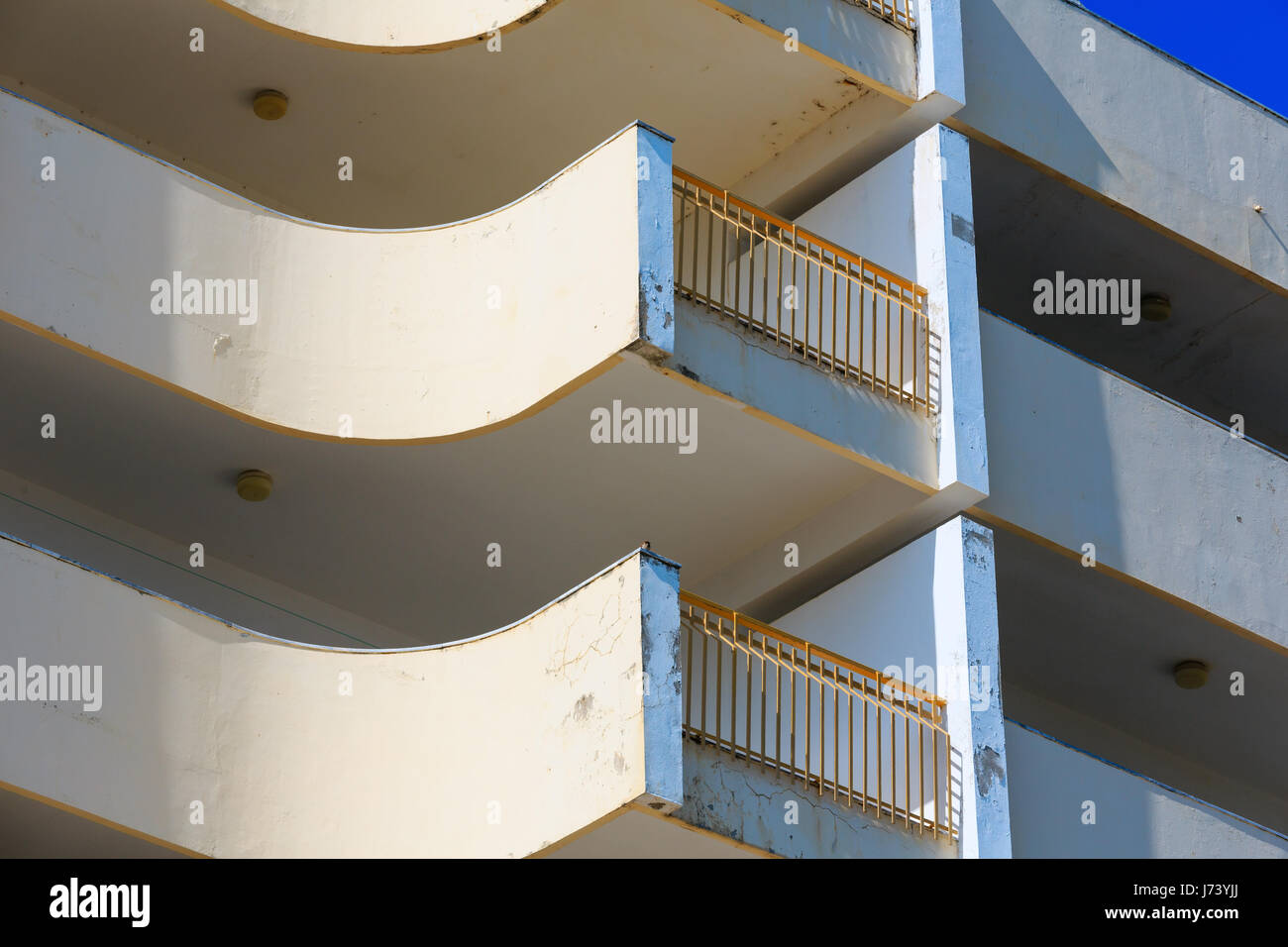Architecture background (white house with balconies a little poor ...