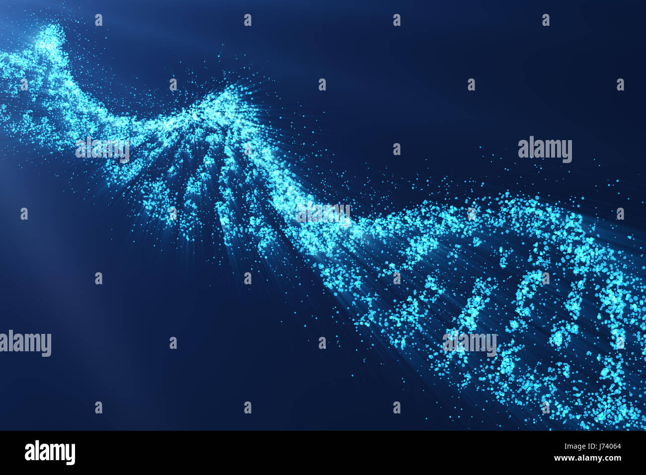 Rotating DNA, Genetic engineering scientific concept, blue tint. 3d ...