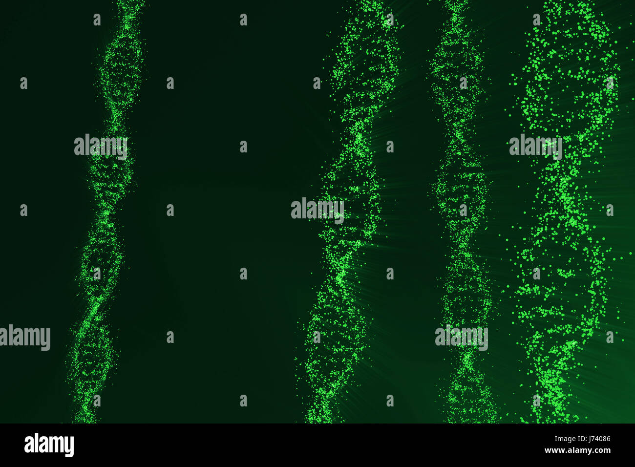 Rotating DNA, Genetic engineering scientific concept, green tint. 3D ...