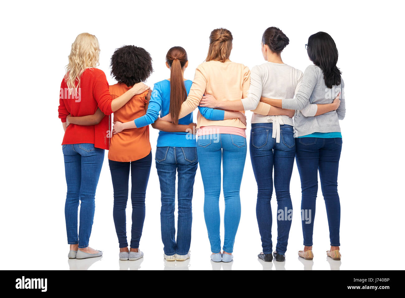 international group of women hugging from back Stock Photo - Alamy