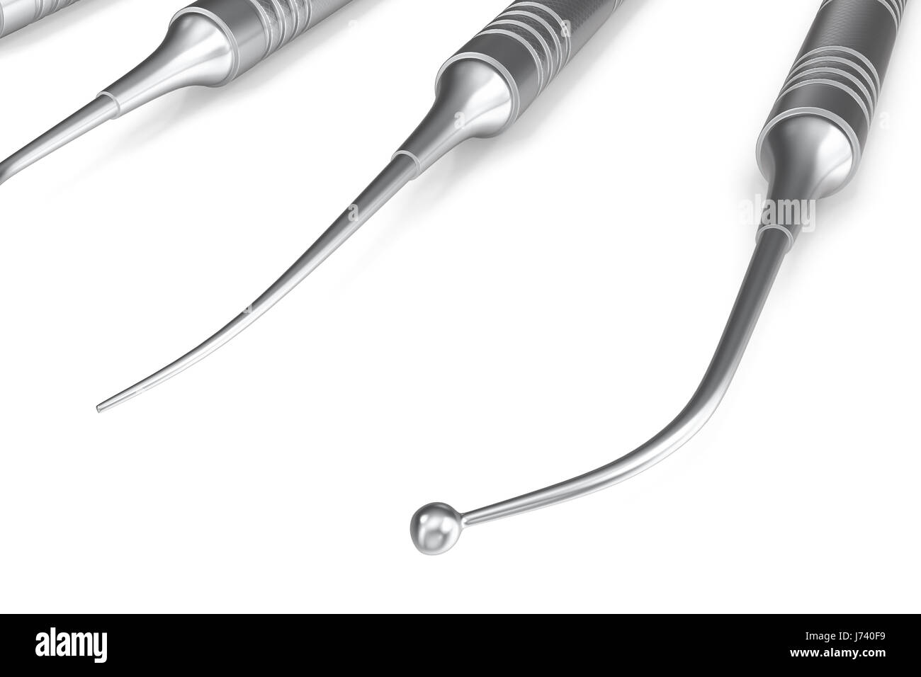 Dental set, mirror, probe, isolated on white background 3D rendering ...