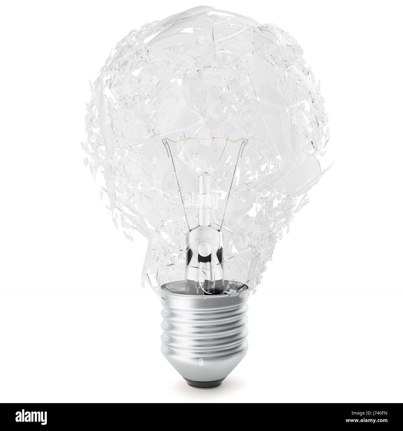 Exploding light bulb on white background, 3D Rendering Stock Photo - Alamy