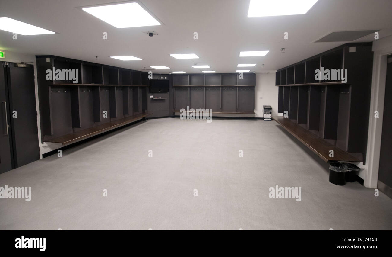 A general view of the changing rooms inside Wembley Stadium, London ...