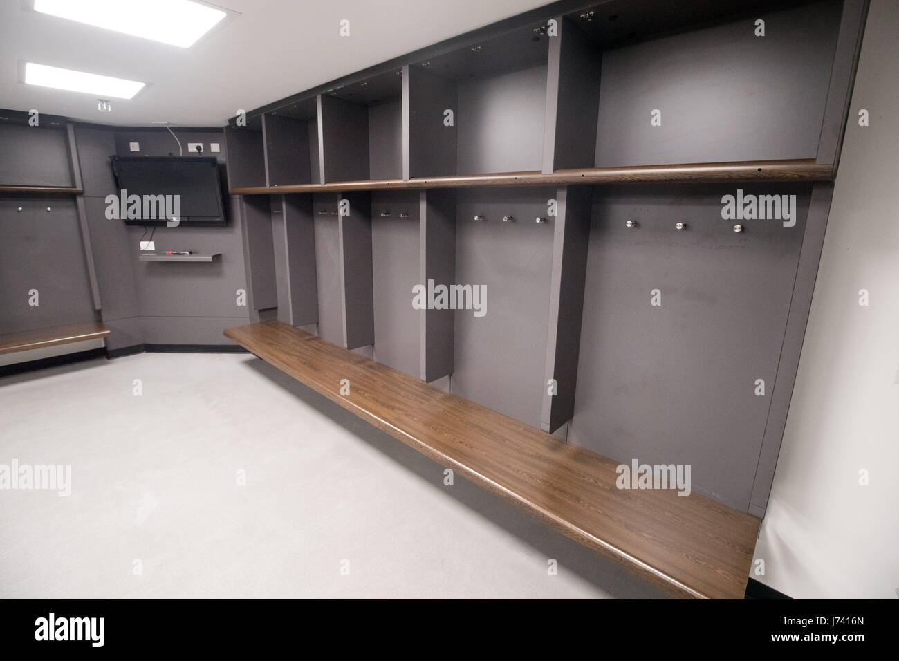 A general view of the changing rooms inside Wembley Stadium, London ...