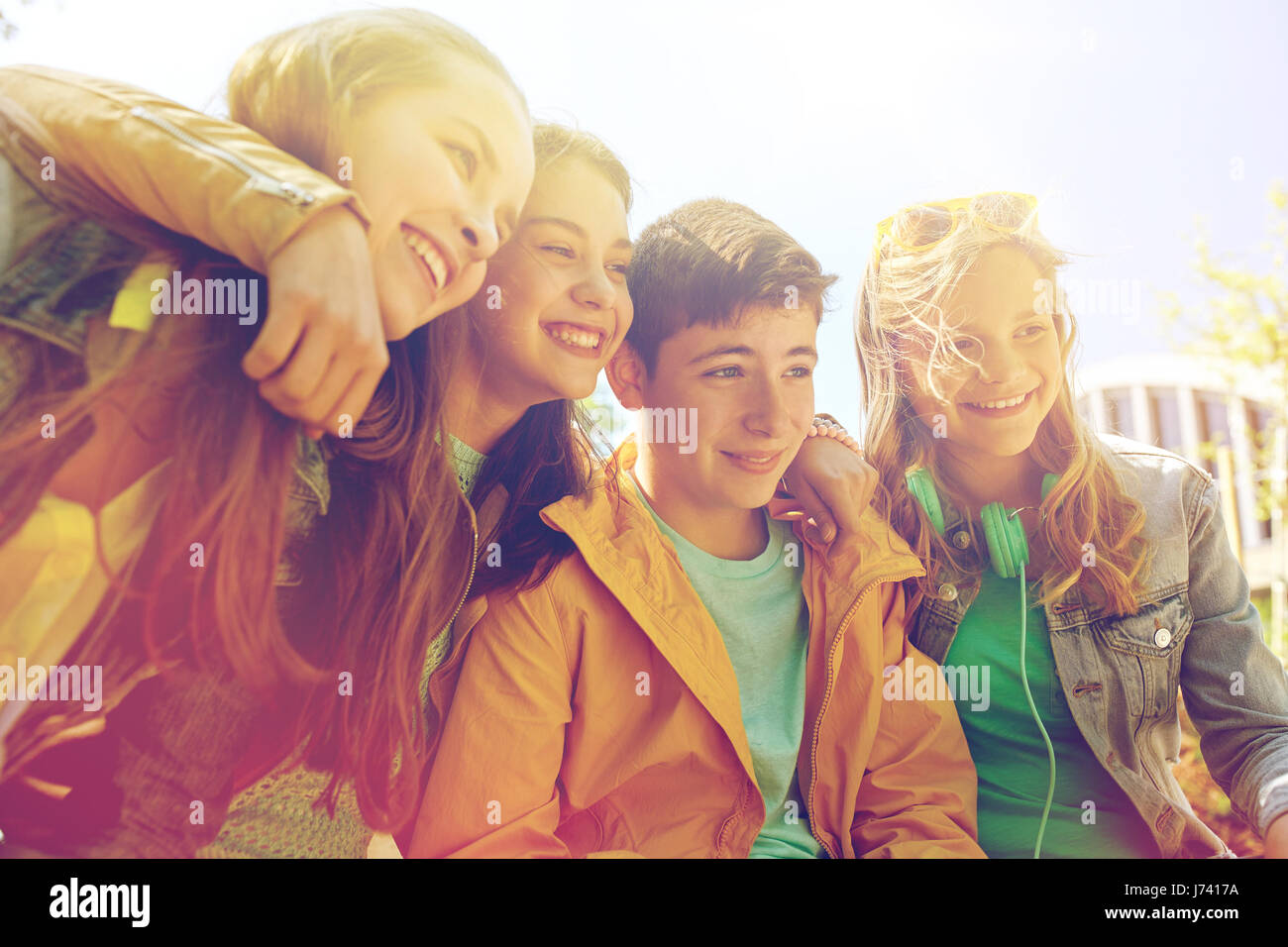 Group friends outdoors school hi-res stock photography and images - Alamy