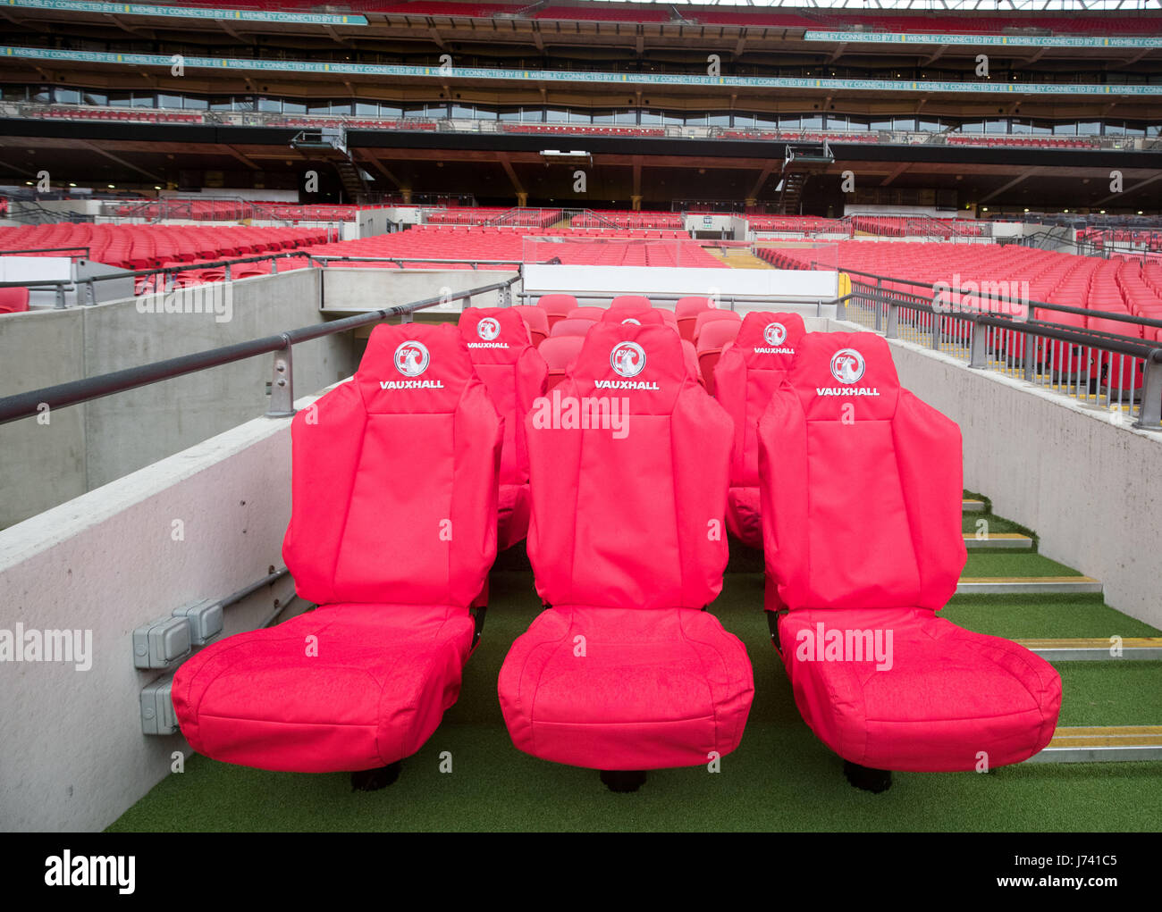 A general view of the dugout at Wembley Stadium, London. PRESS ...