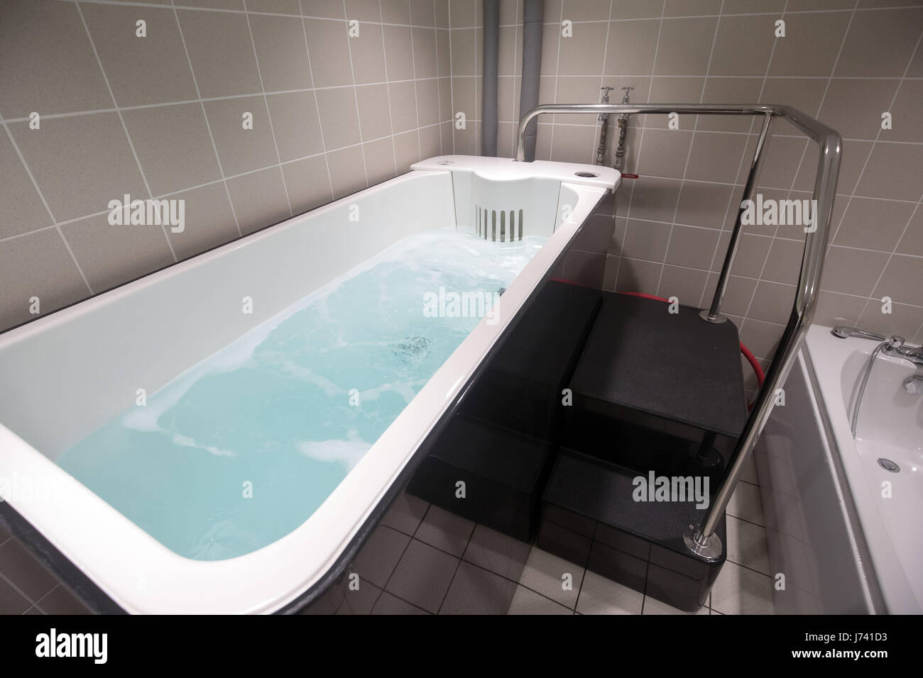 A general view of the baths inside the changing rooms at Wembley ...