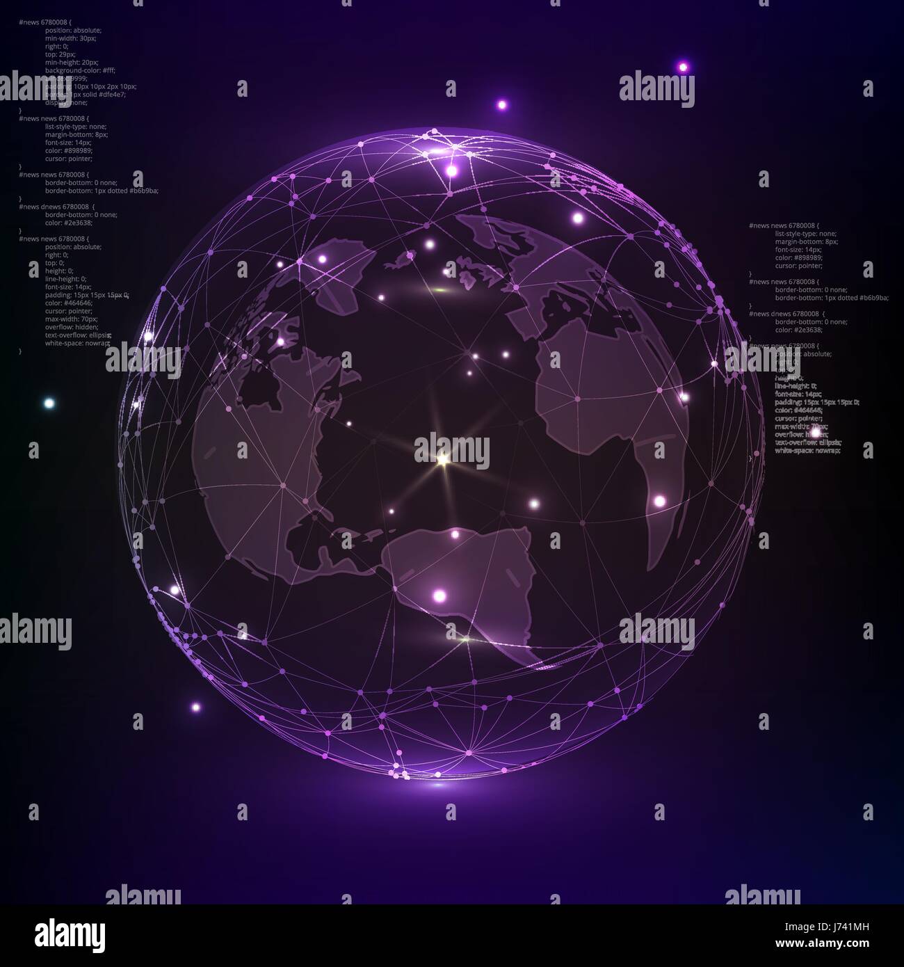 Earth globe means connection, violet background Stock Vector Image ...