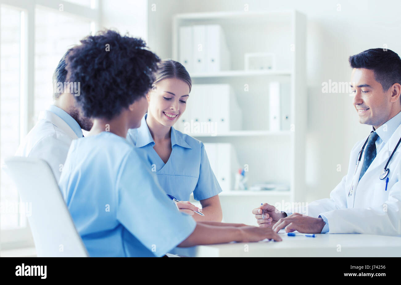 group of happy doctors meeting at hospital office Stock Photo - Alamy