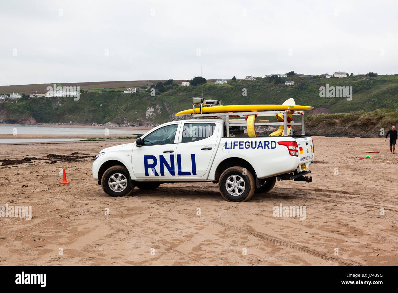RNLI vehicle parked on Bantham Beach, South Devon, England, UK Stock ...