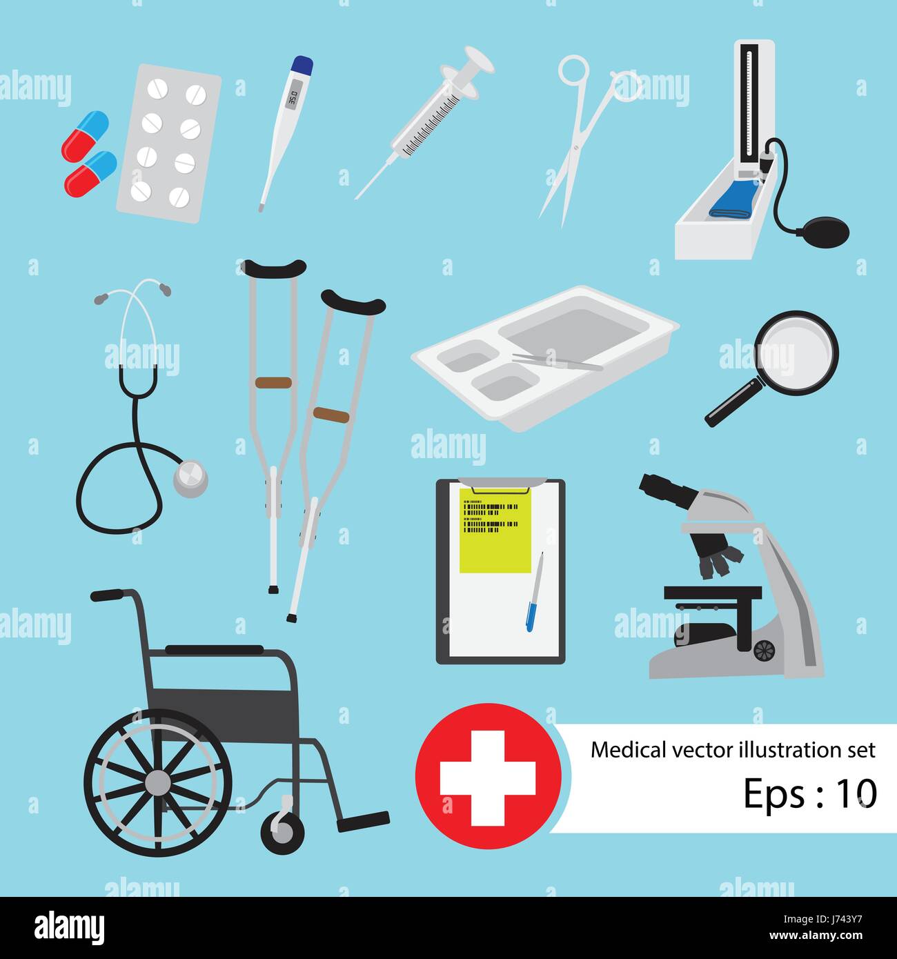 Set of Flat Style Vector and Design Elements. Medical Icons and Objects ...
