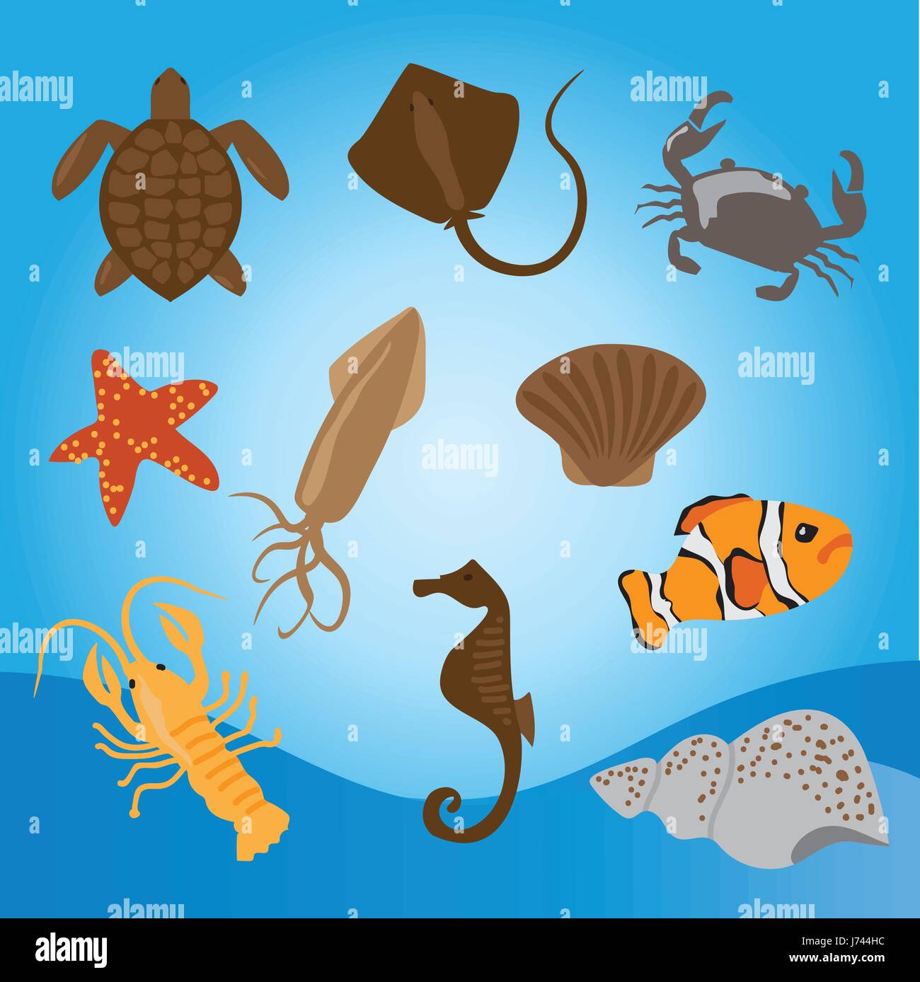 vector set of Sea animals, Vector illustration Stock Vector Image & Art ...
