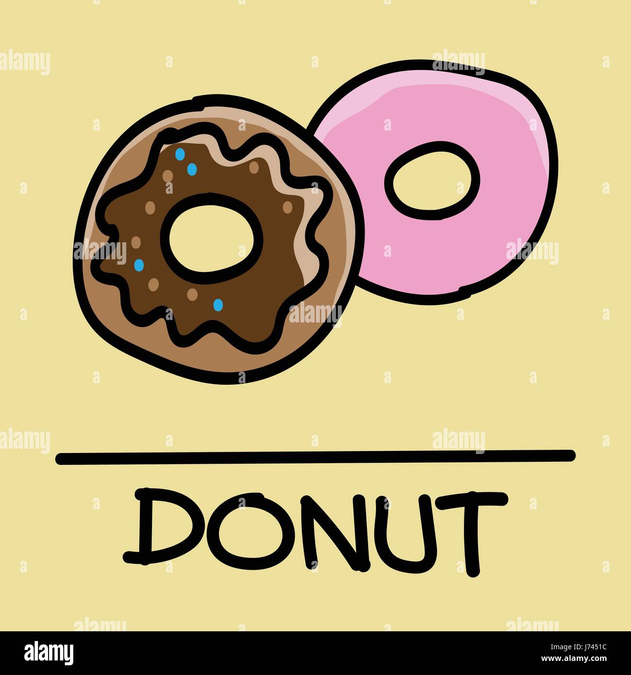 Cute donut hand-drawn style,drawing,hand drawn vector illustration ...