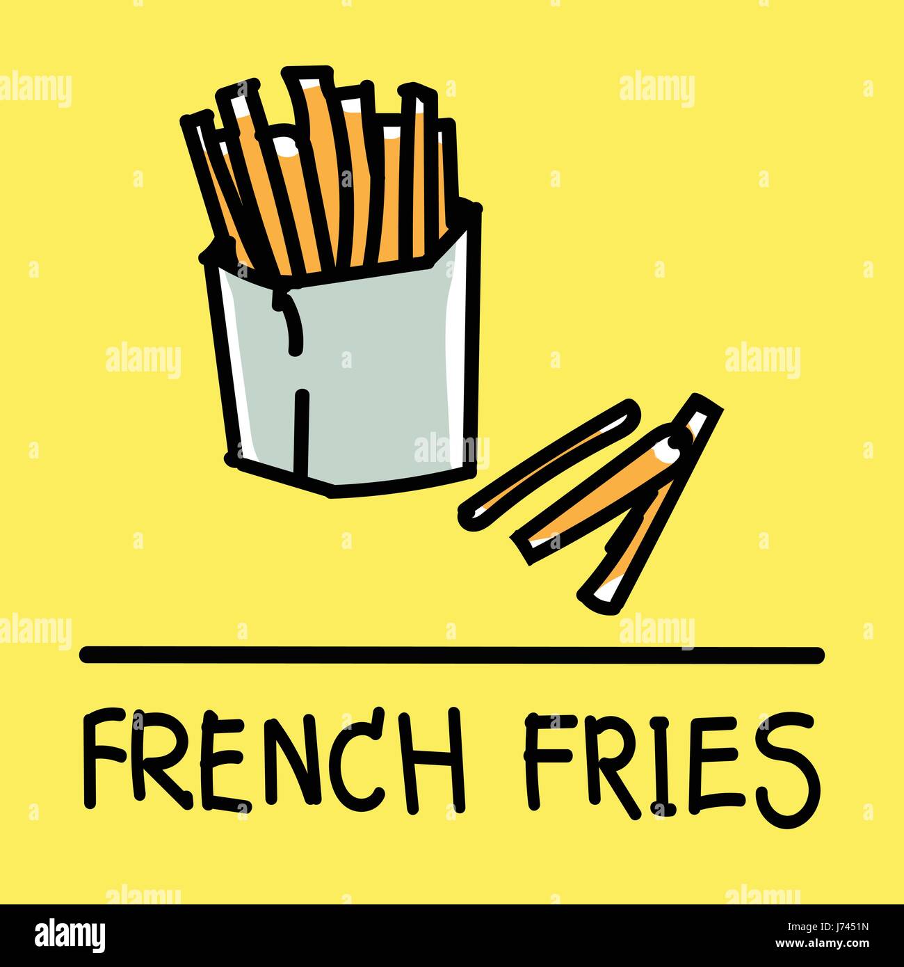 Cute French fries hand-drawn style,drawing,hand drawn vector ...