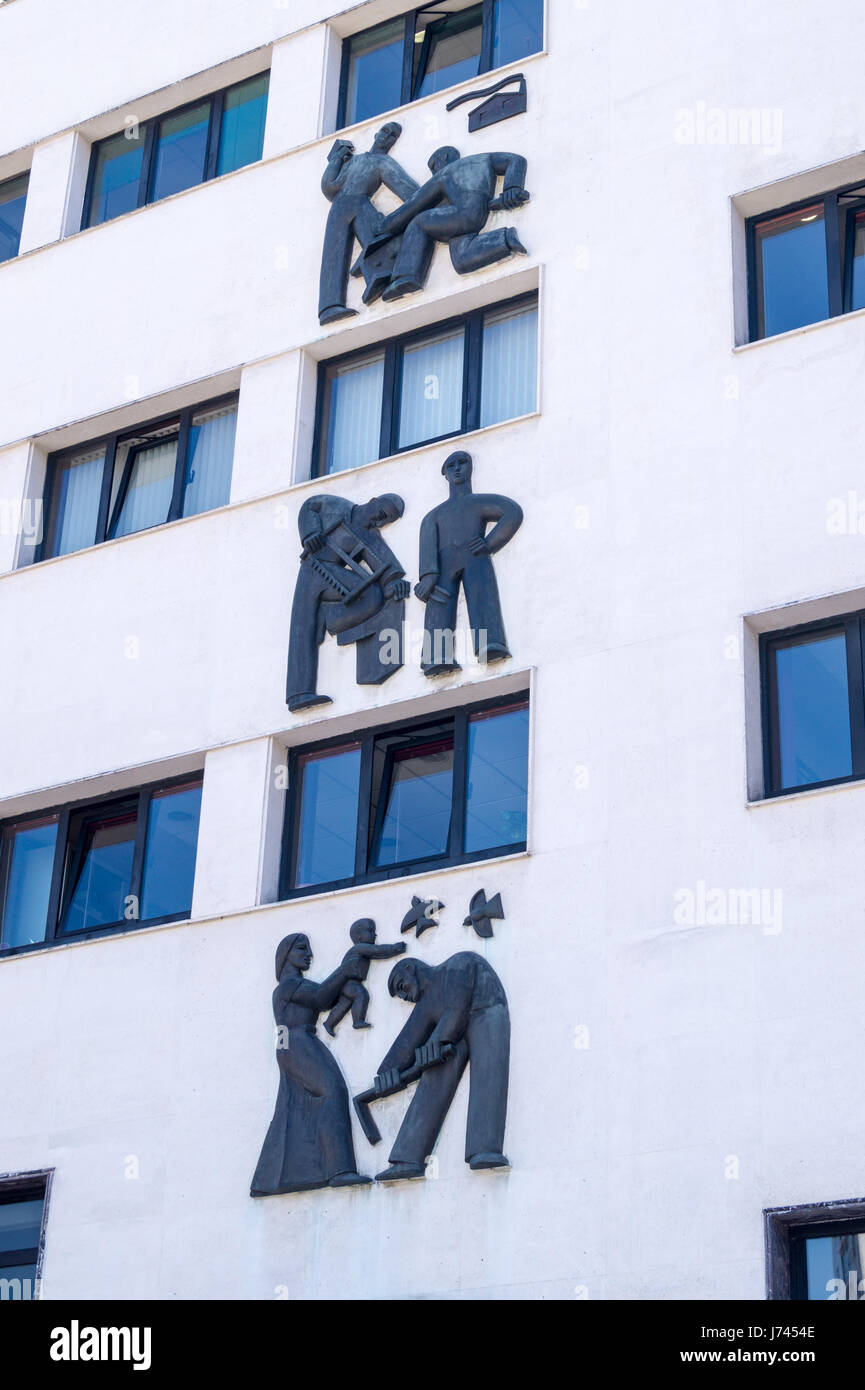 Art Deco frontage of health ministry offices, Plaza Carbayon, Oviedo ...