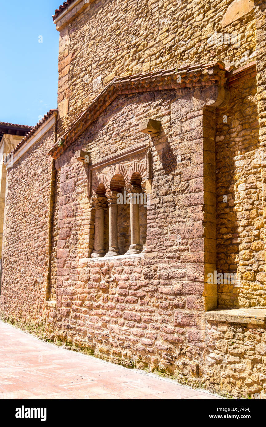 Pre-romanesque triple headed arch window of former San Tirso church ...