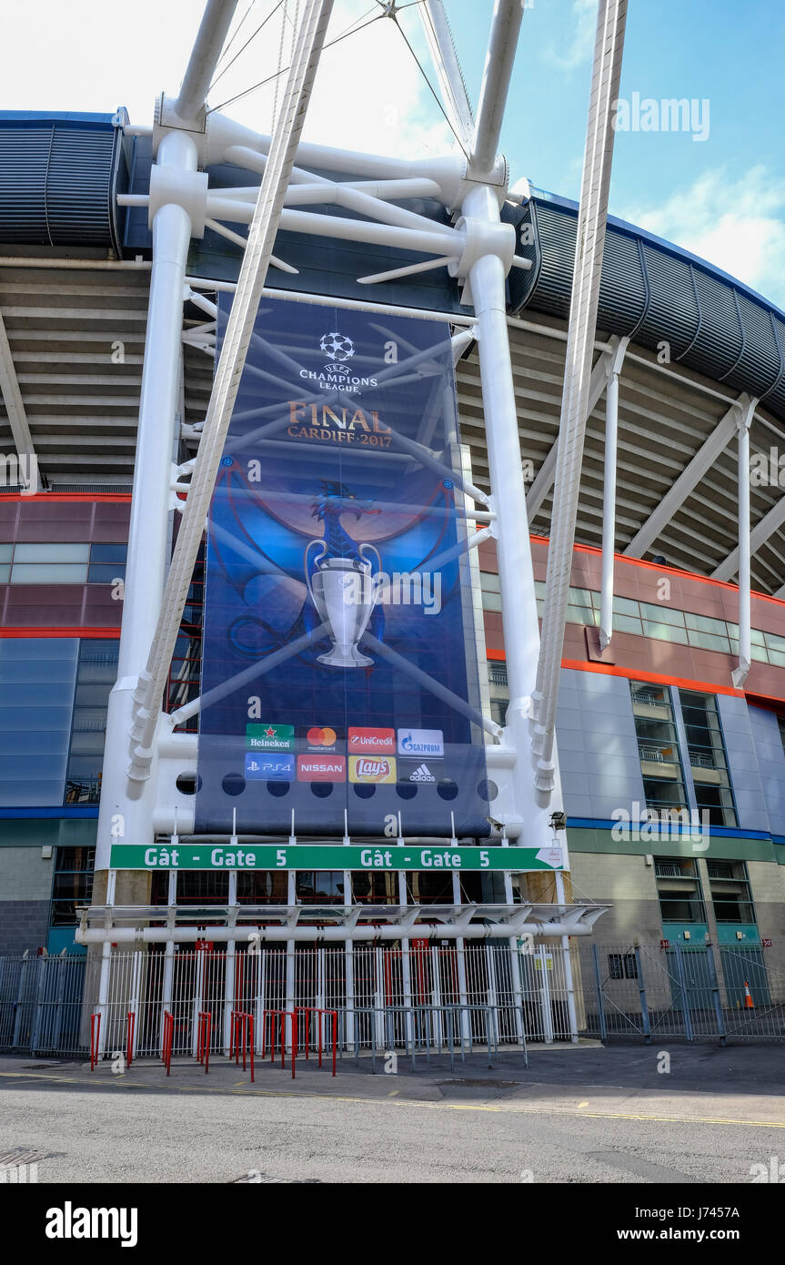 Cardiff, Wales - May 21, 2017: Millennium Football Stadium, Gate 5 with ...
