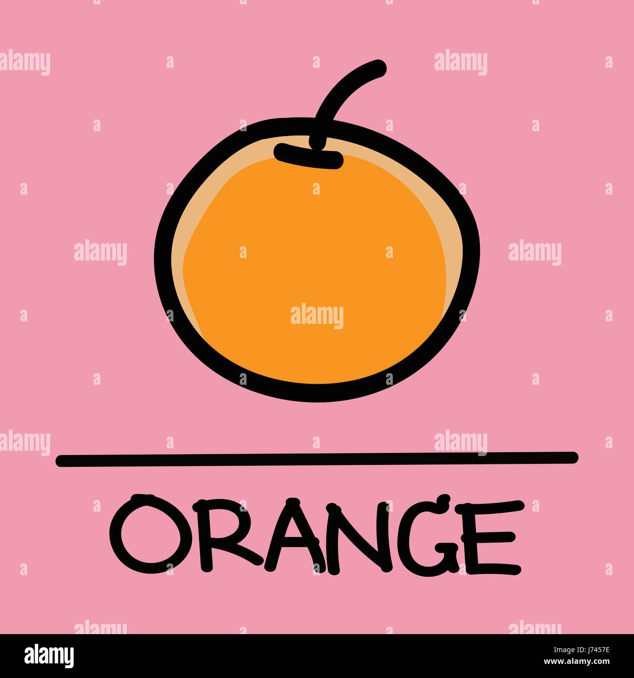 Cute orange hand-drawn style,drawing,hand drawn vector illustration ...