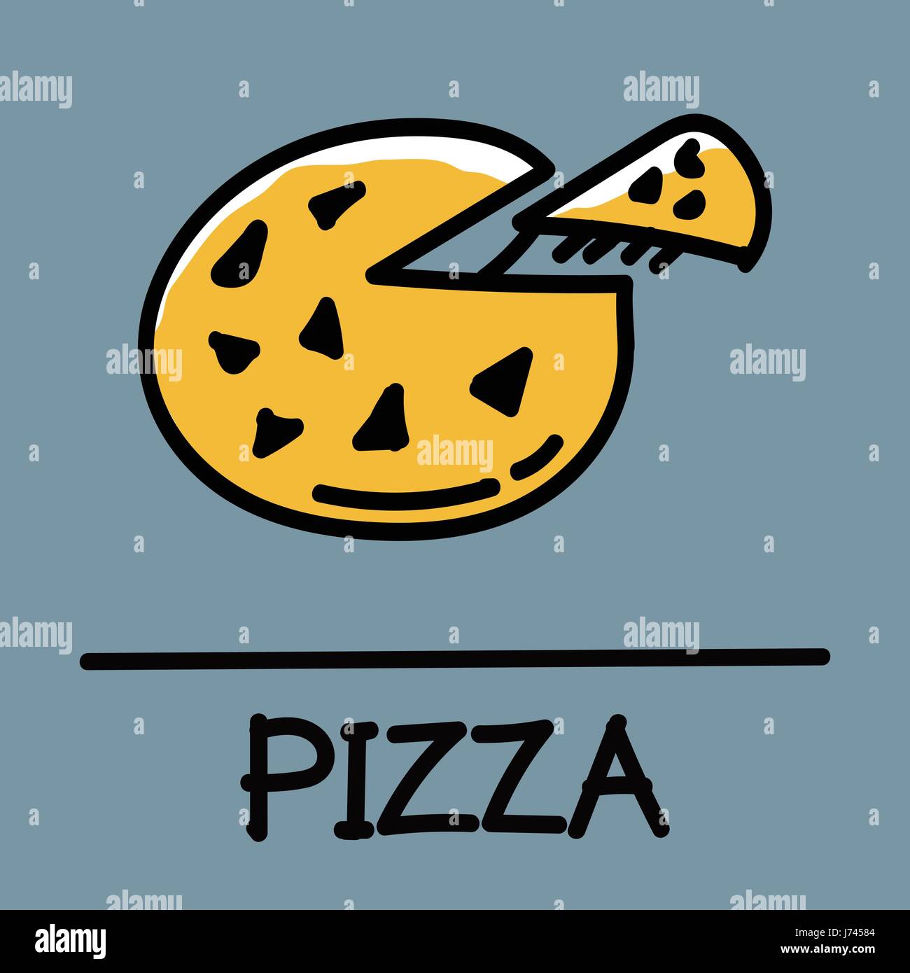Cute pizza hand-drawn style,drawing,hand drawn vector illustration ...
