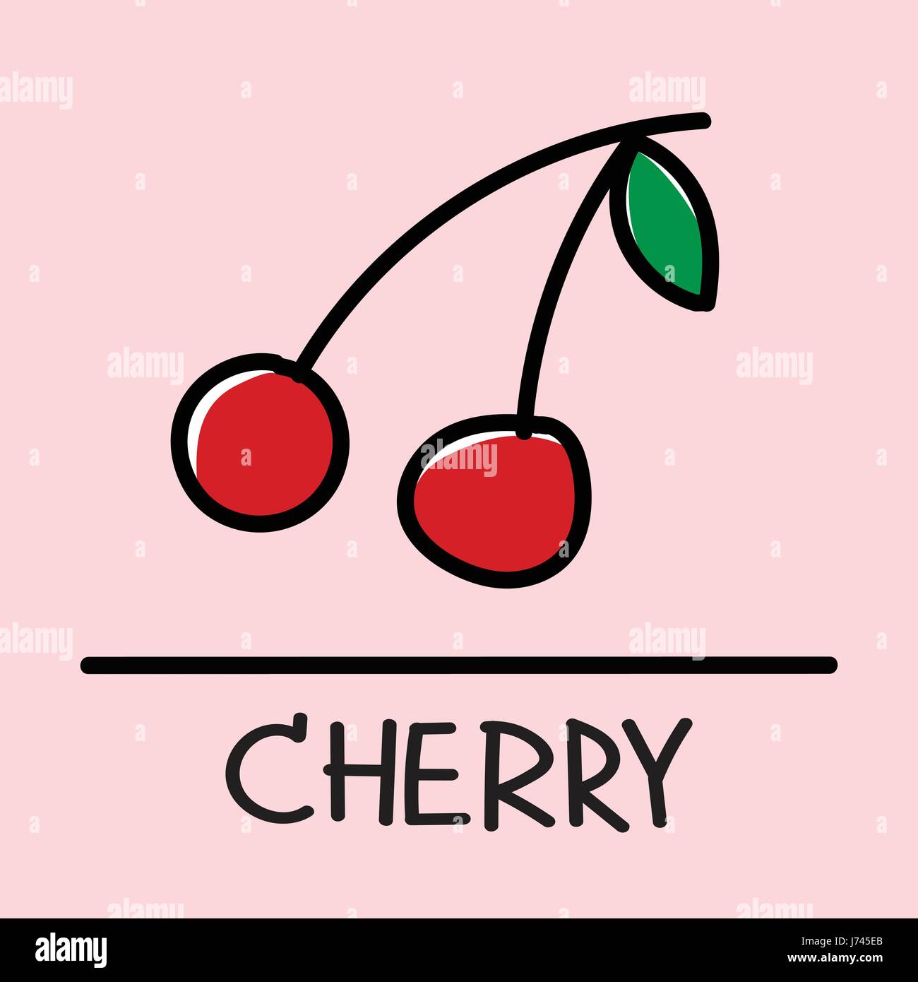Cherry hand-drawn style, drawing, hand drawn, illustration Stock Vector ...