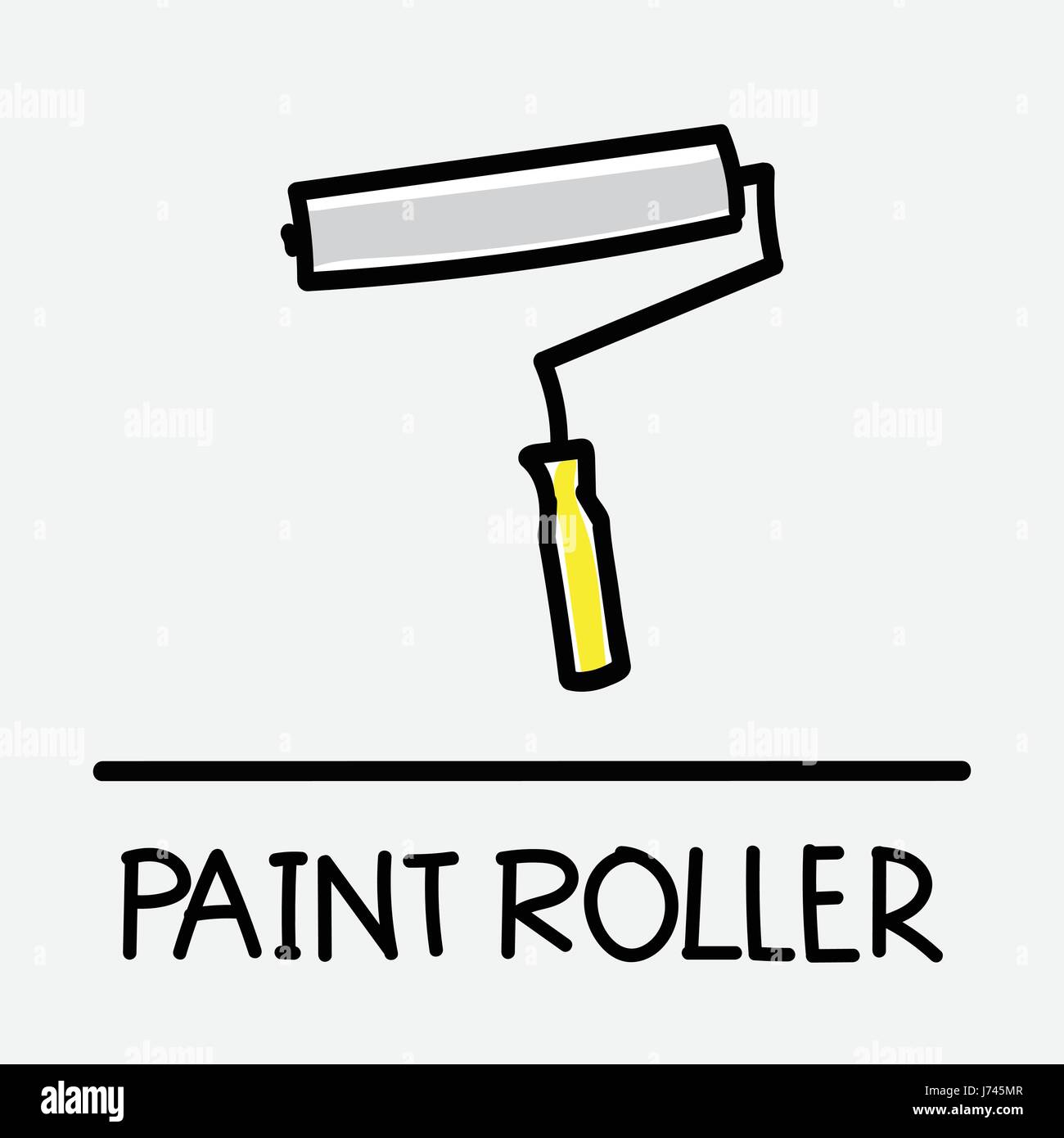 Paint Roller hand-drawn style, drawing, hand drawn, illustration Stock ...