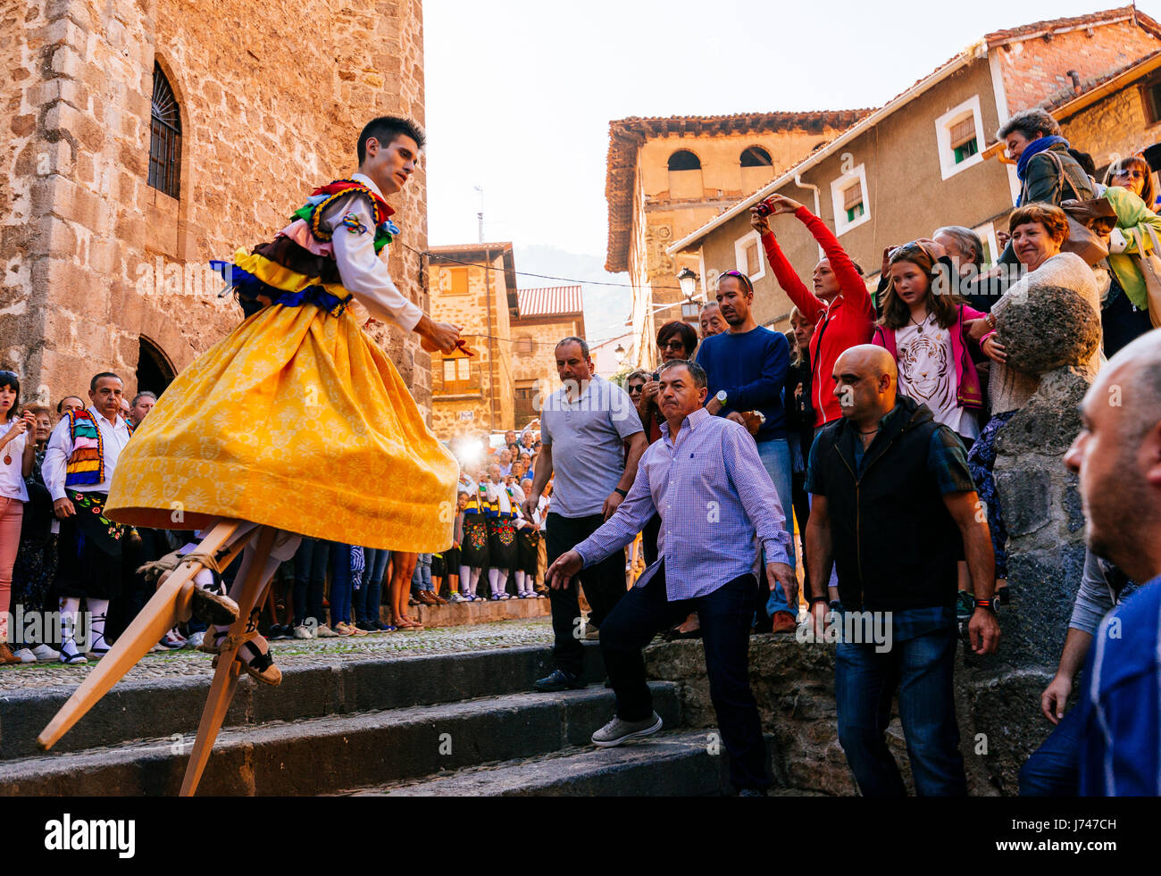 Dancing on the steps of the church of San Andrés. Famous folkloric ...