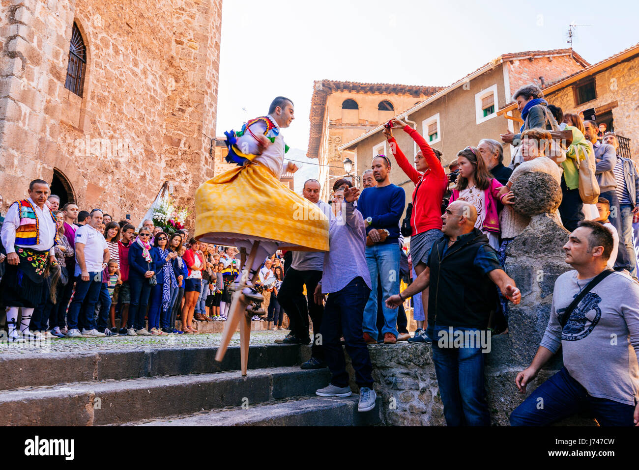 Dancing on the steps of the church of San Andrés. Famous folkloric ...