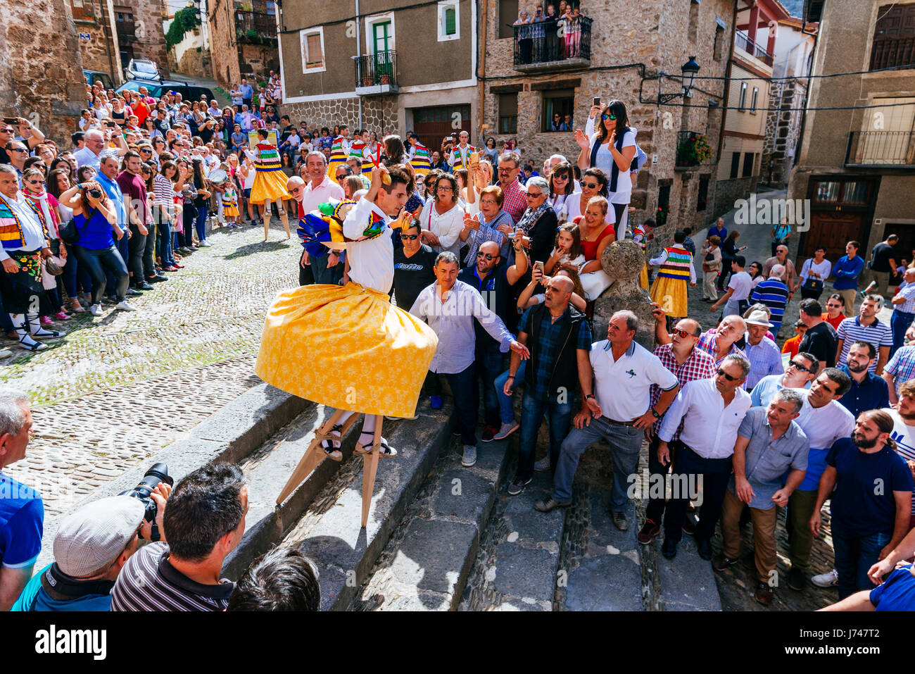 Dancing on the steps of the church of San Andrés. Famous folkloric ...