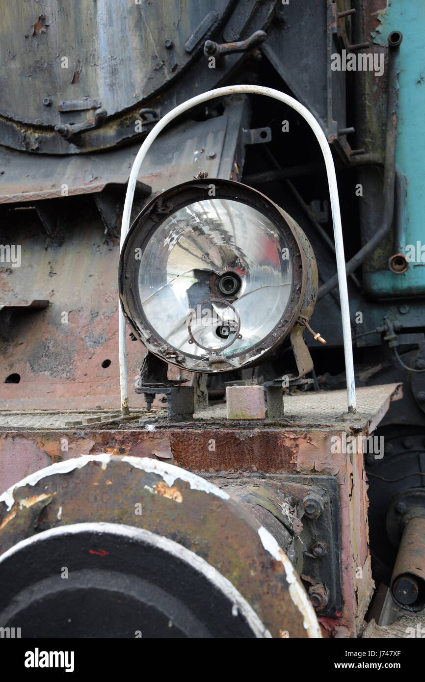 Closeup view of a headlight of the old steam locomotive Stock Photo - Alamy