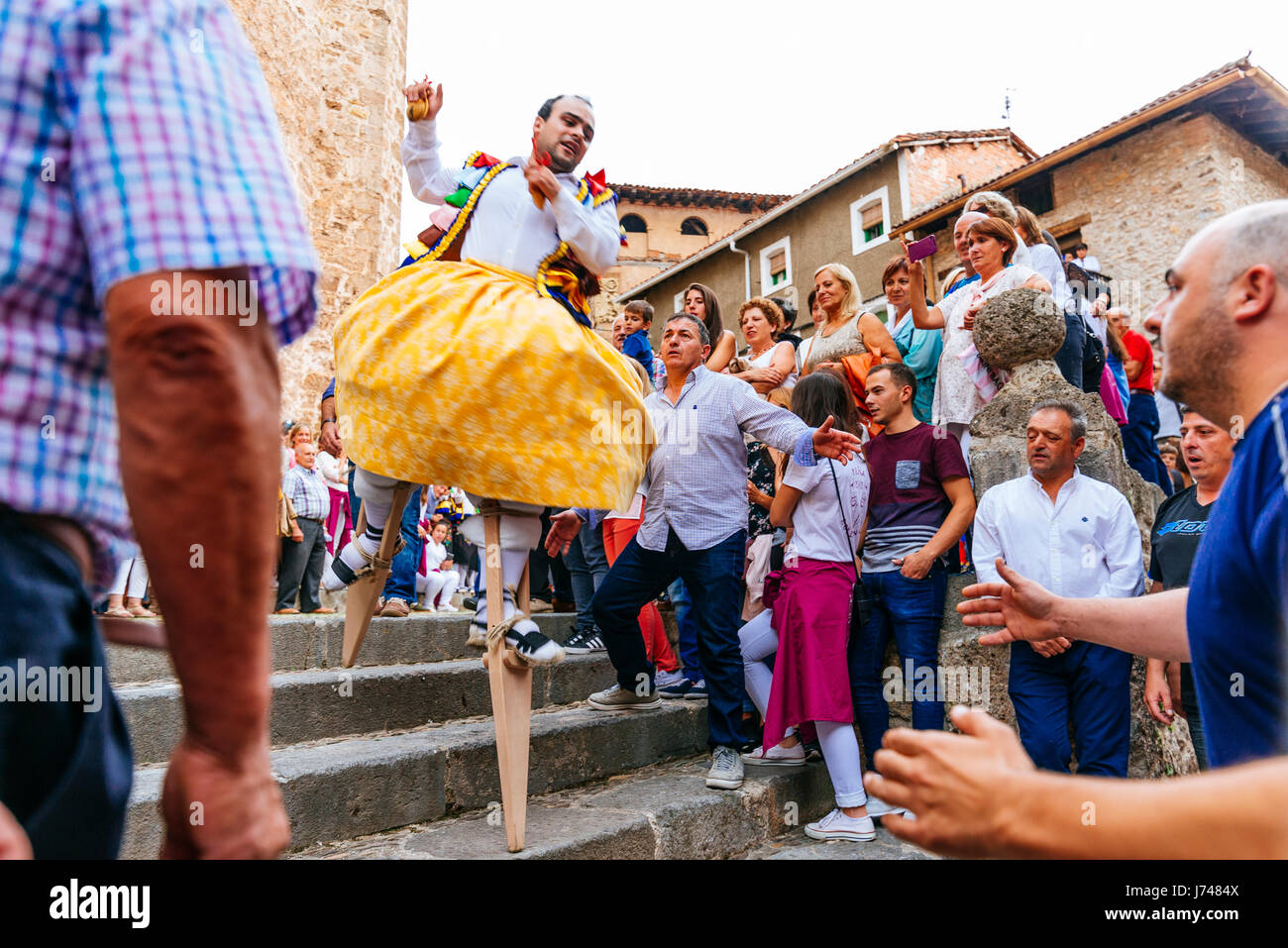 Dancing on the steps of the church of San Andrés. Famous folkloric ...