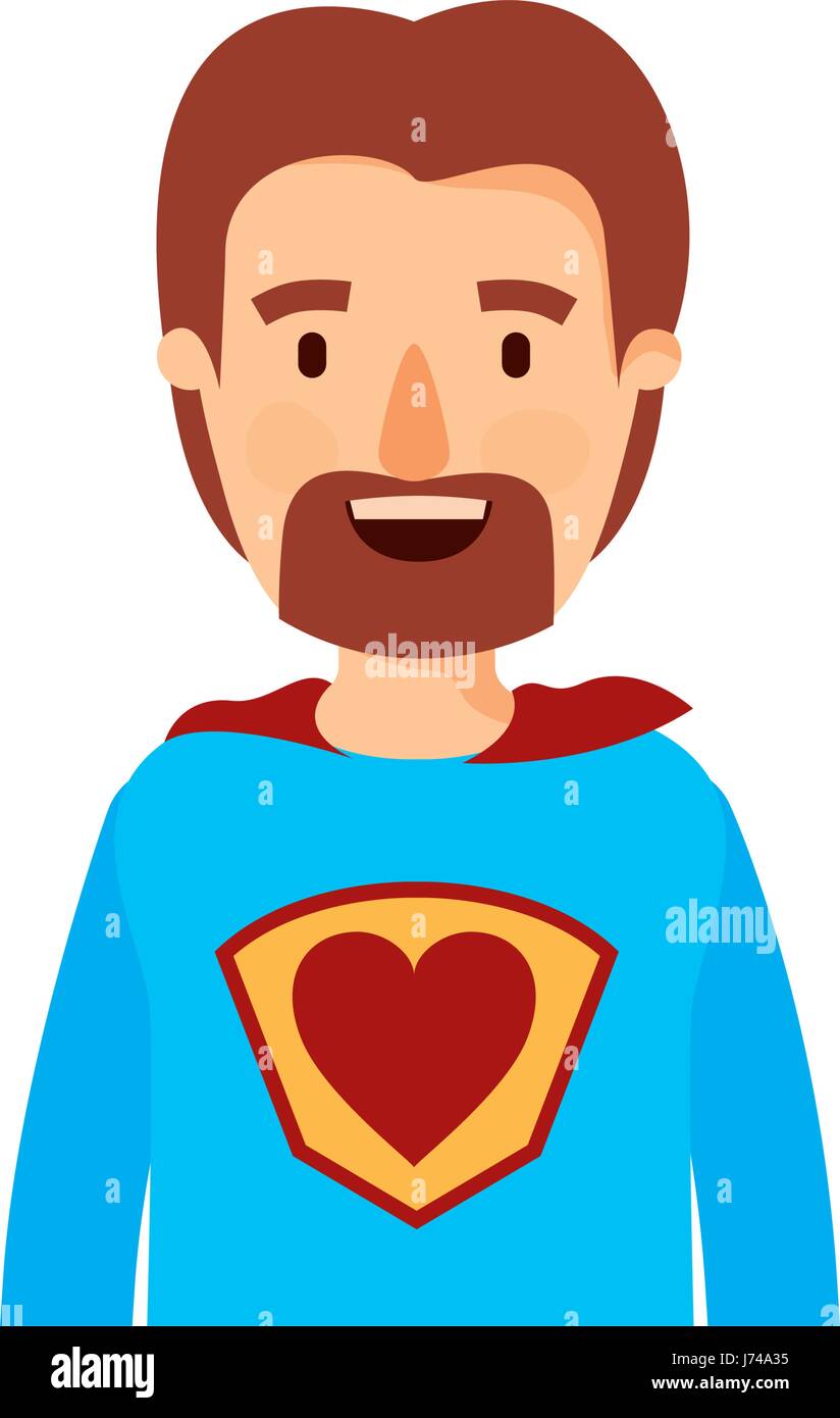 colorful caricature half body super dad hero with beard Stock Vector ...