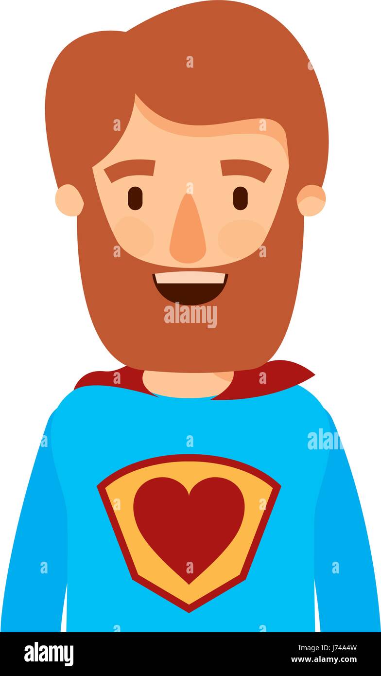 colorful caricature half body super hero man with beard and moustache ...