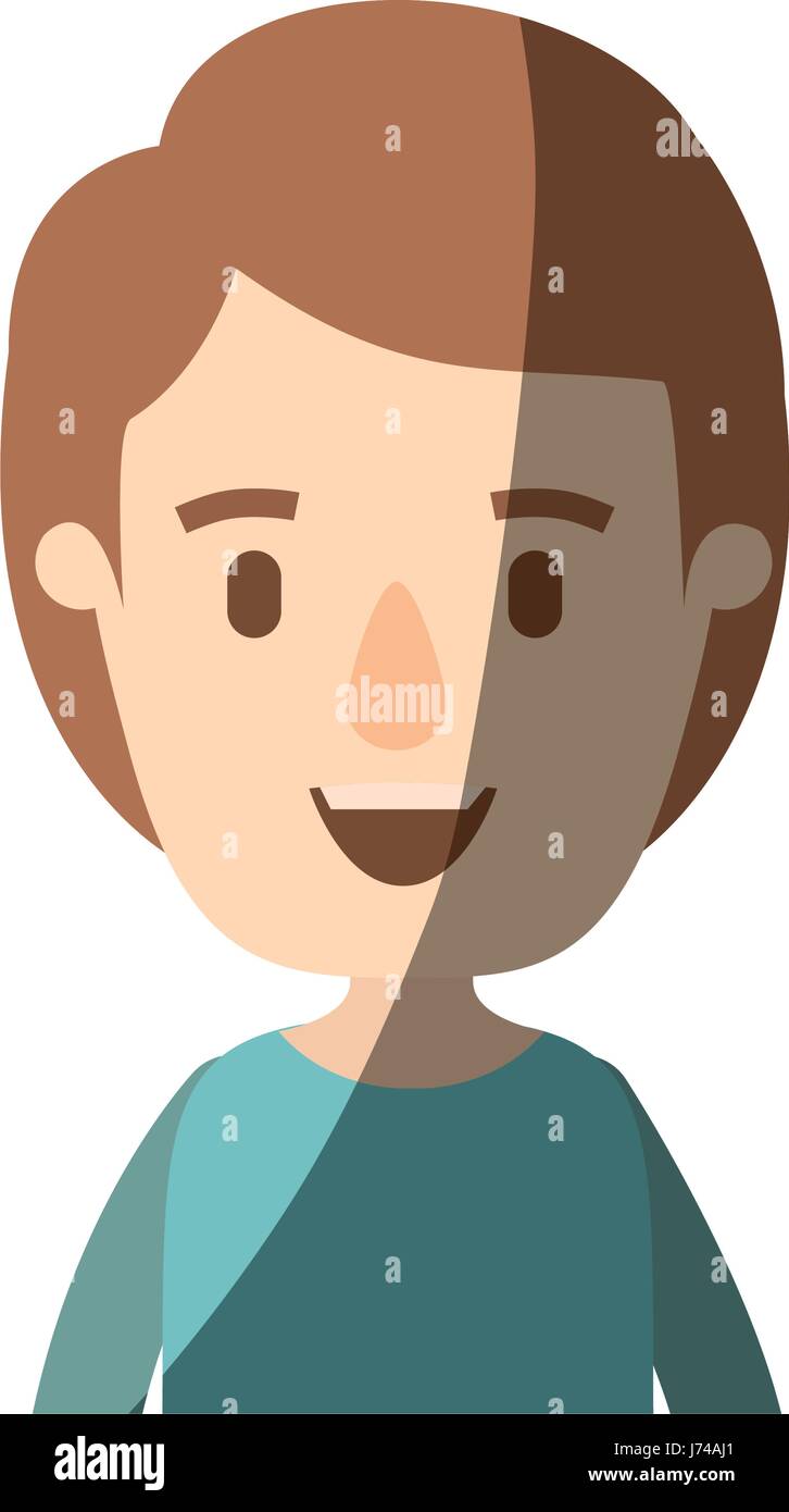 light color shading caricature half body boy with hairstyle Stock ...