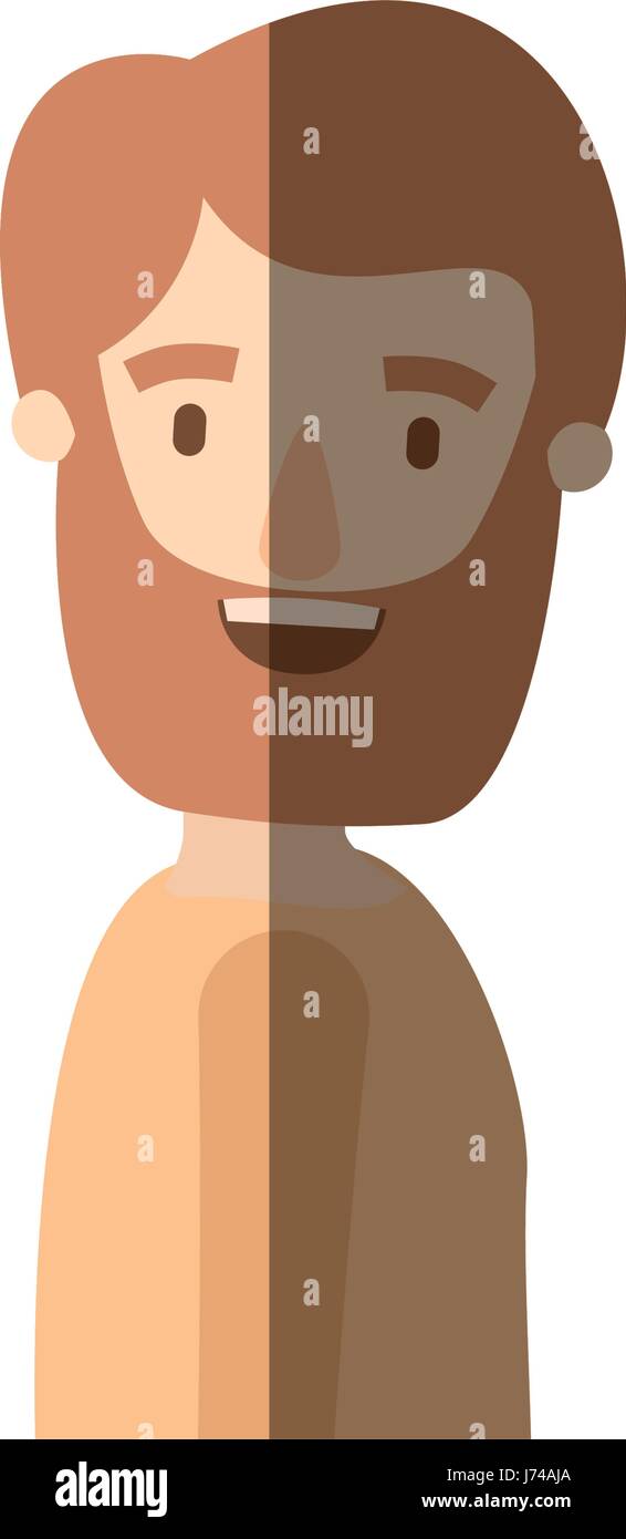 light color shading caricature side view half body man bearded Stock ...