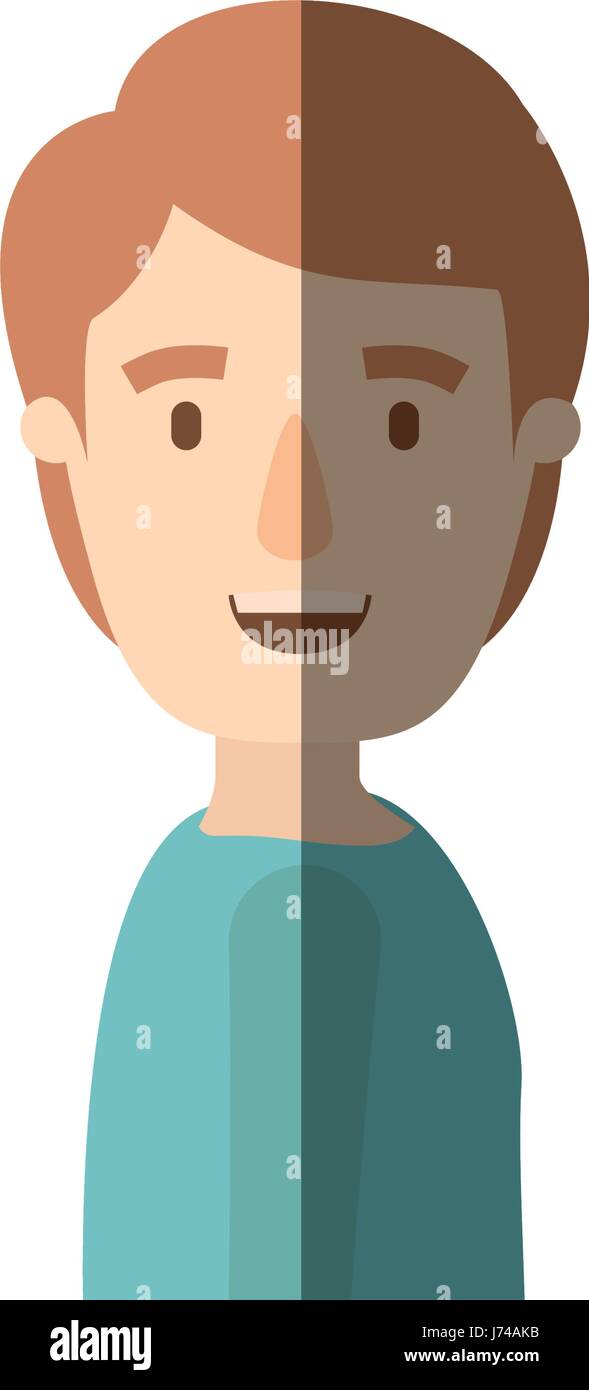 light color shading caricature side view young man with hairstyle Stock ...