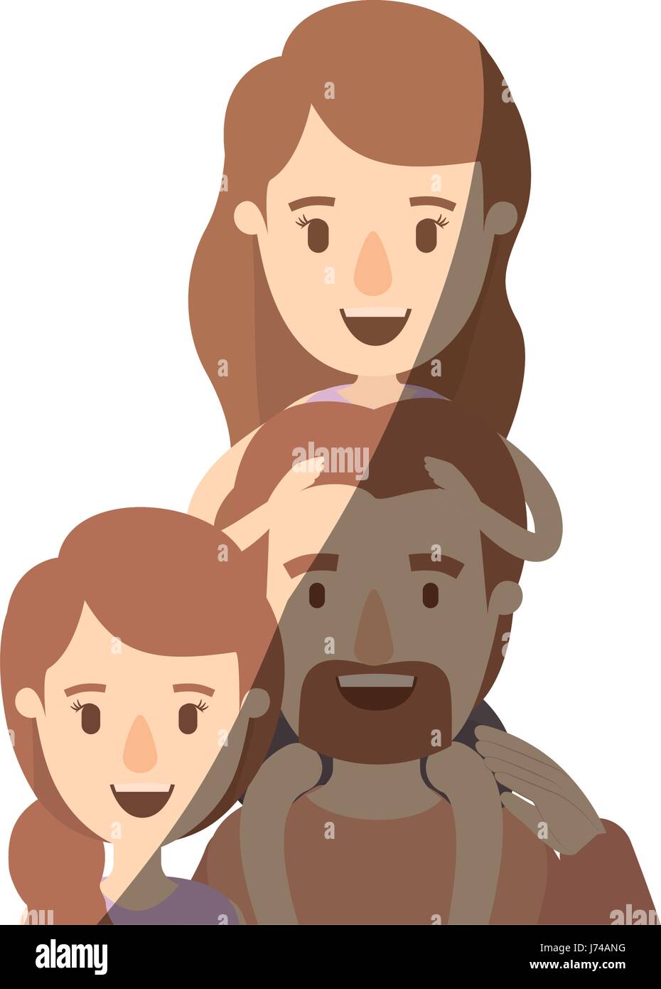 light color shading caricature half body family with mother and father ...