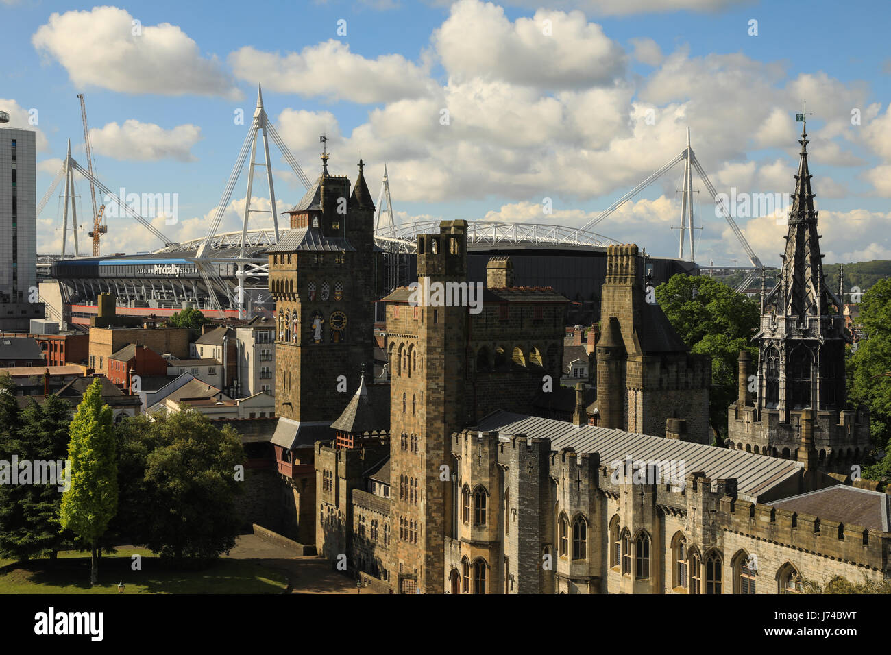 Cardiff Castle and Principality Stadium, formally Millennium Stadium ...