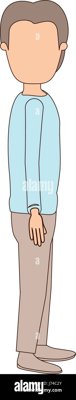 light color caricature faceless full body guy with hairstyle looking to ...