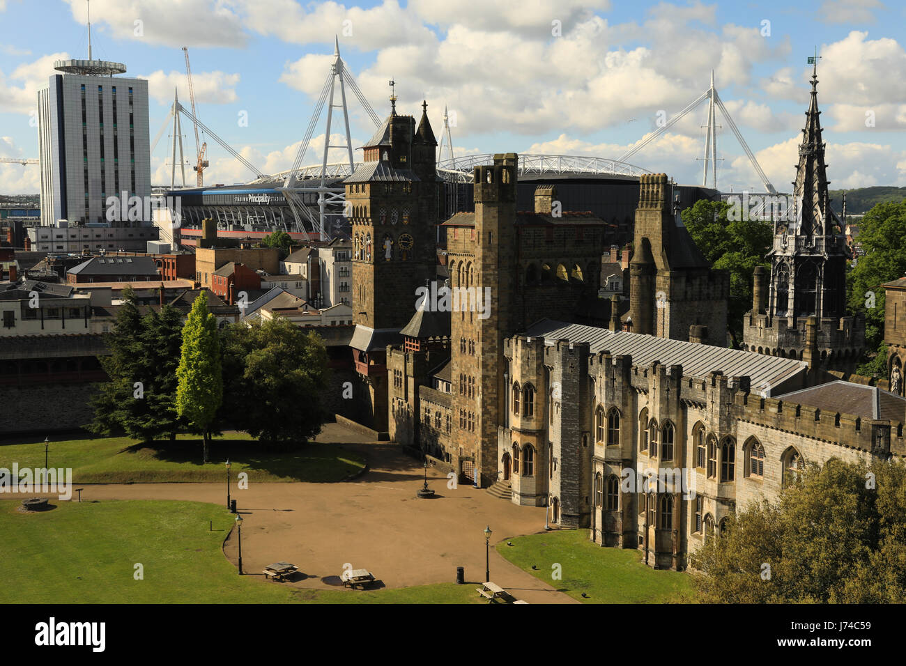 Cardiff Castle and Principality Stadium, formally Millennium Stadium ...