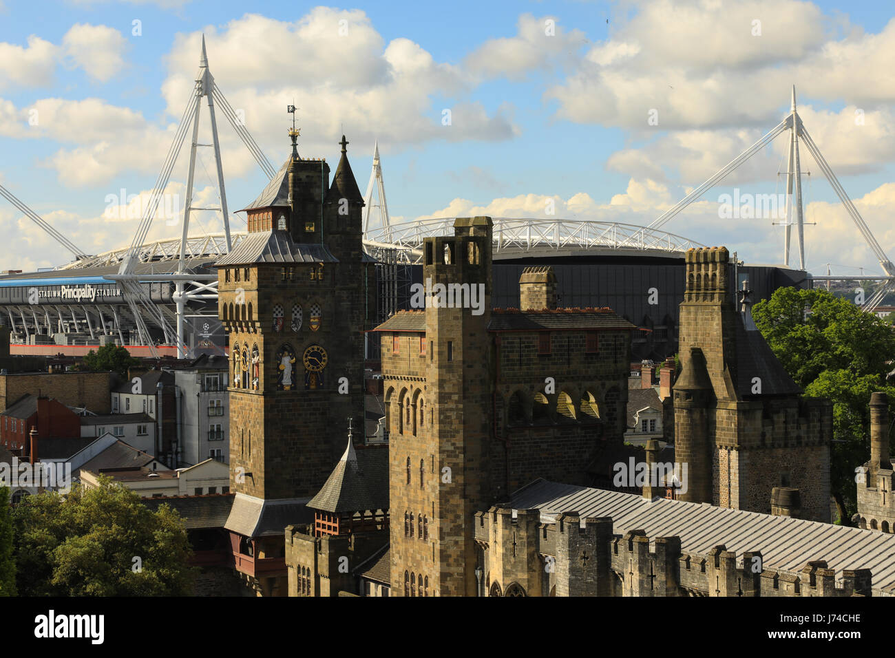Cardiff Castle and Principality Stadium, formally Millennium Stadium ...