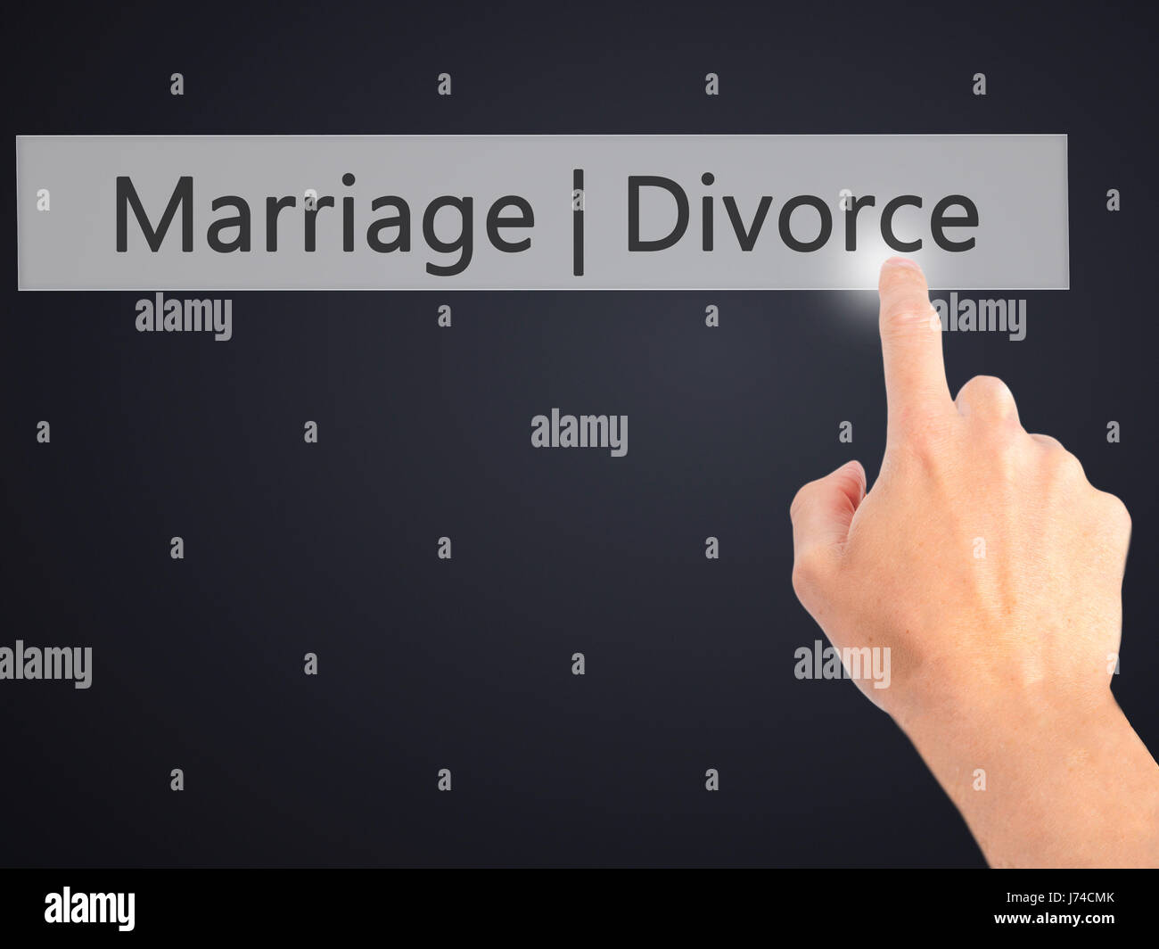 Marriage Divorce - Hand pressing a button on blurred background concept ...