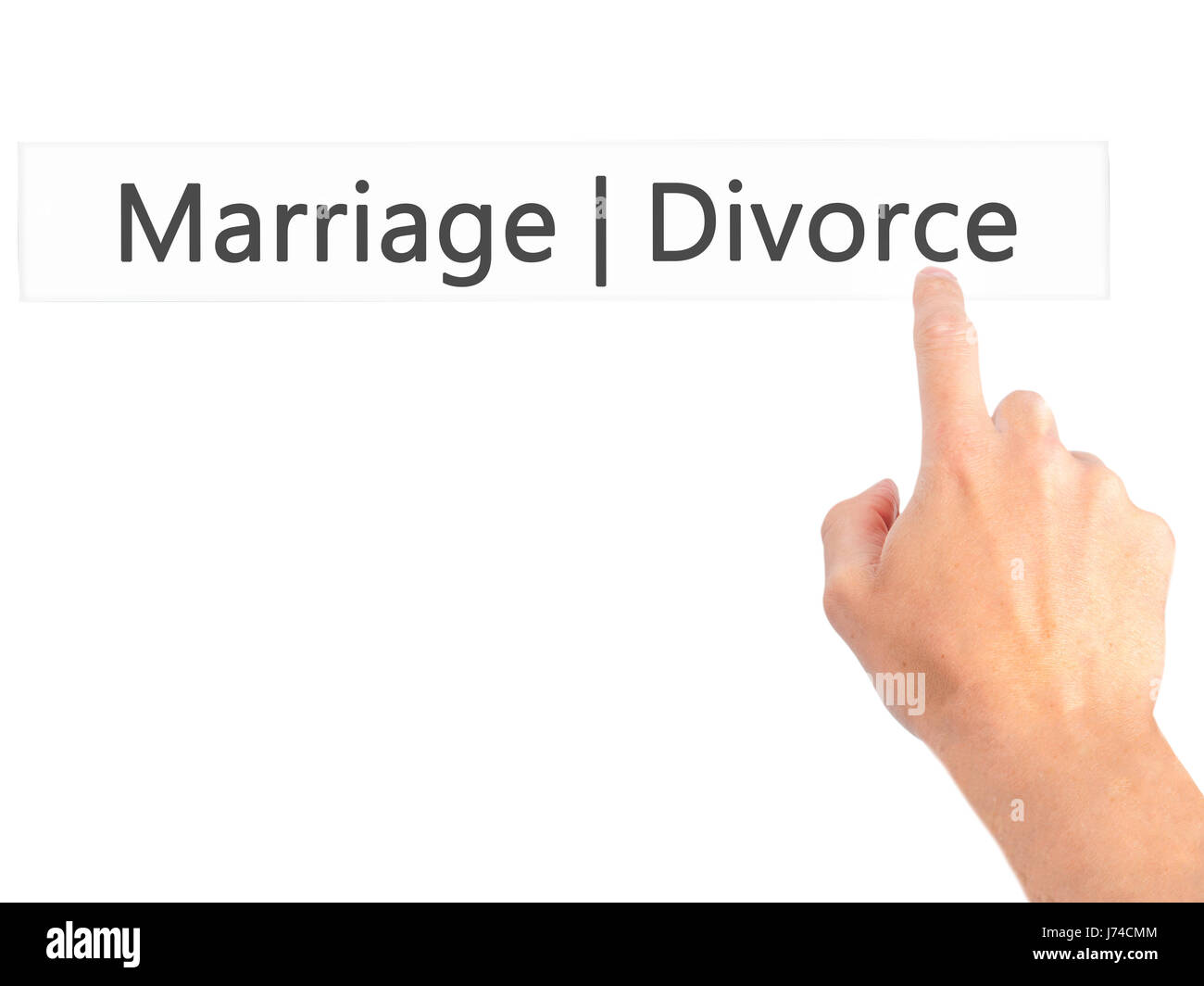 Marriage Divorce - Hand pressing a button on blurred background concept ...